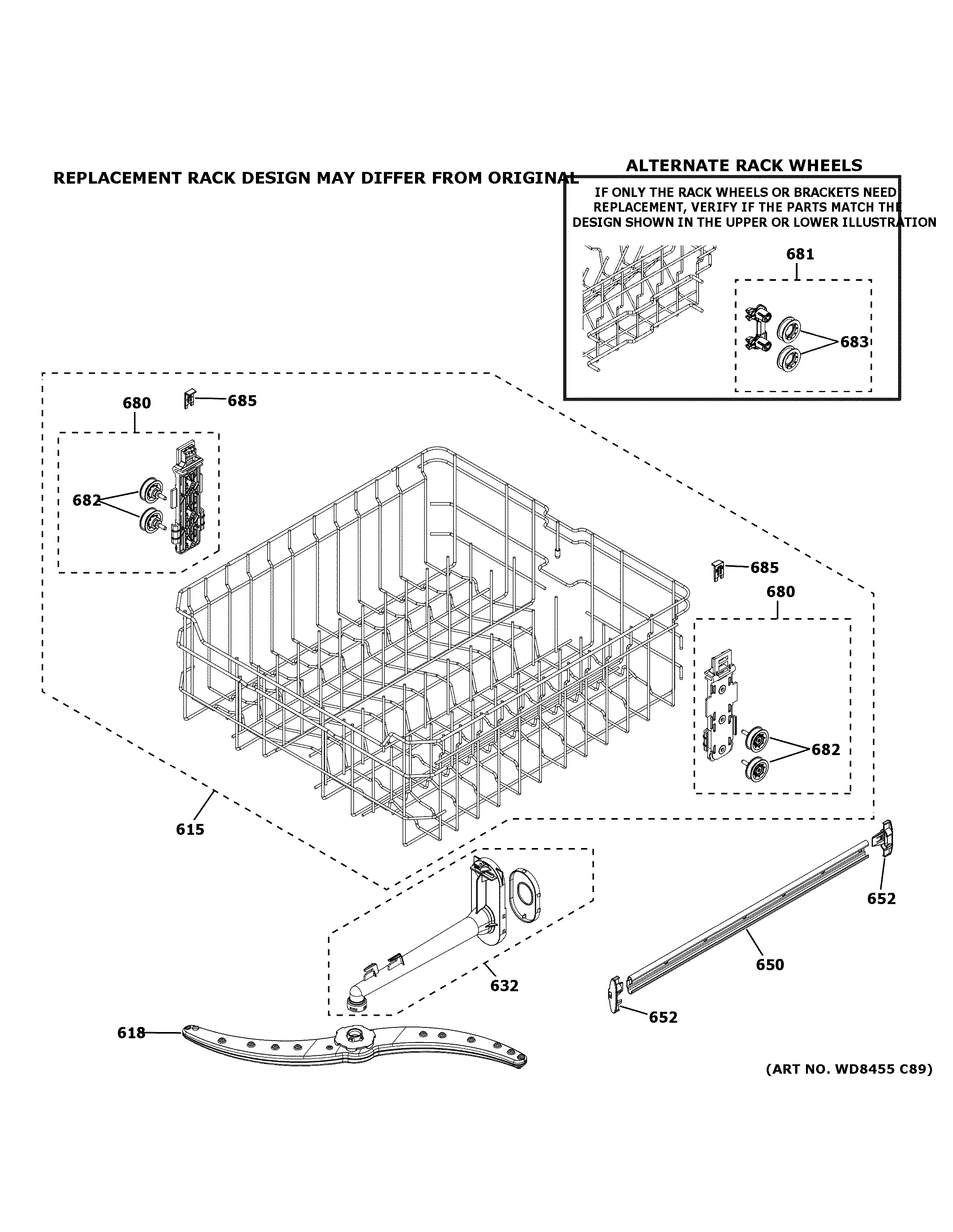 Assembly View for UPPER RACK ASSEMBLY | GDF510PGR0BB