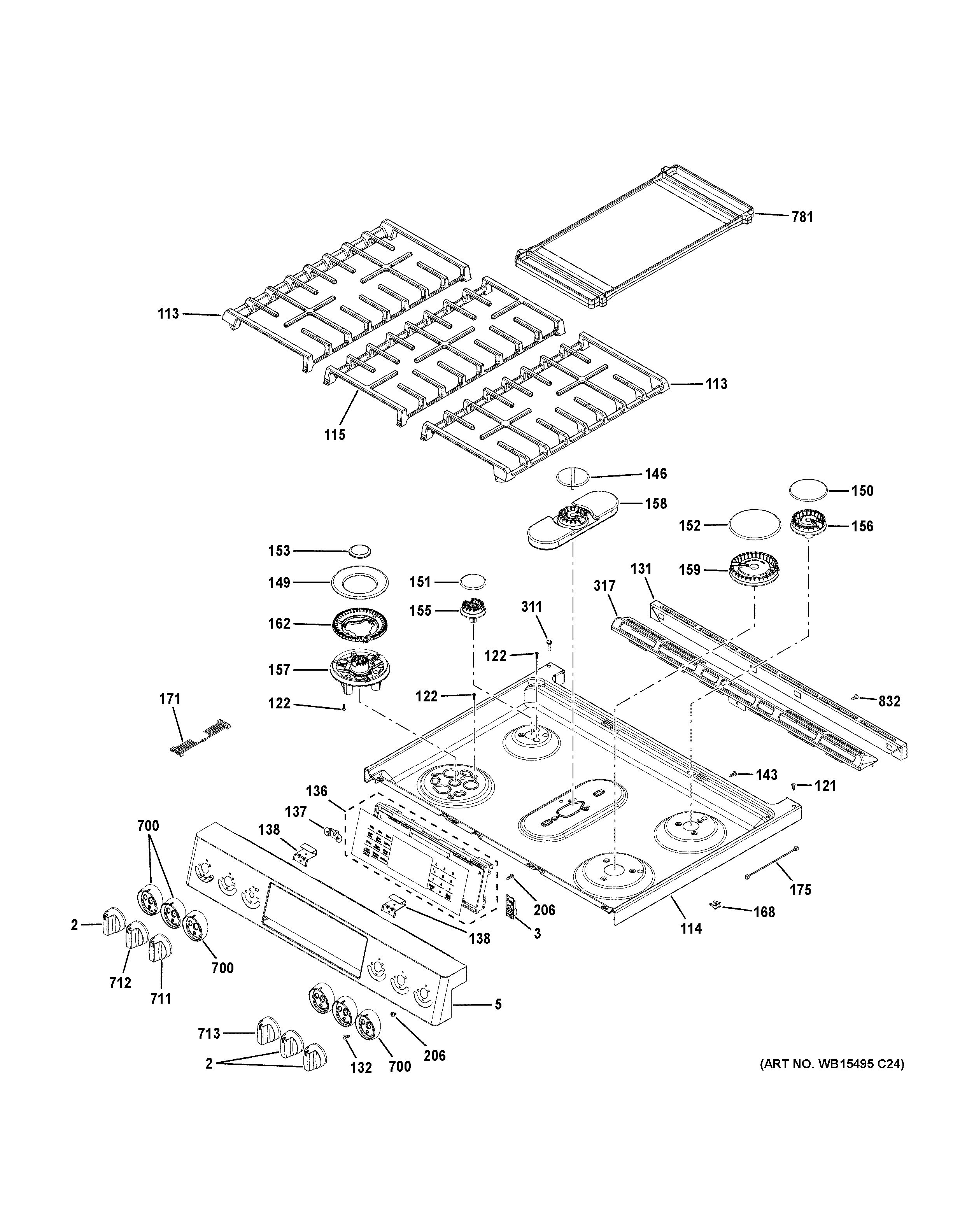 Assembly View for CONTROL PANEL & COOKTOP | PGS930YP3FS