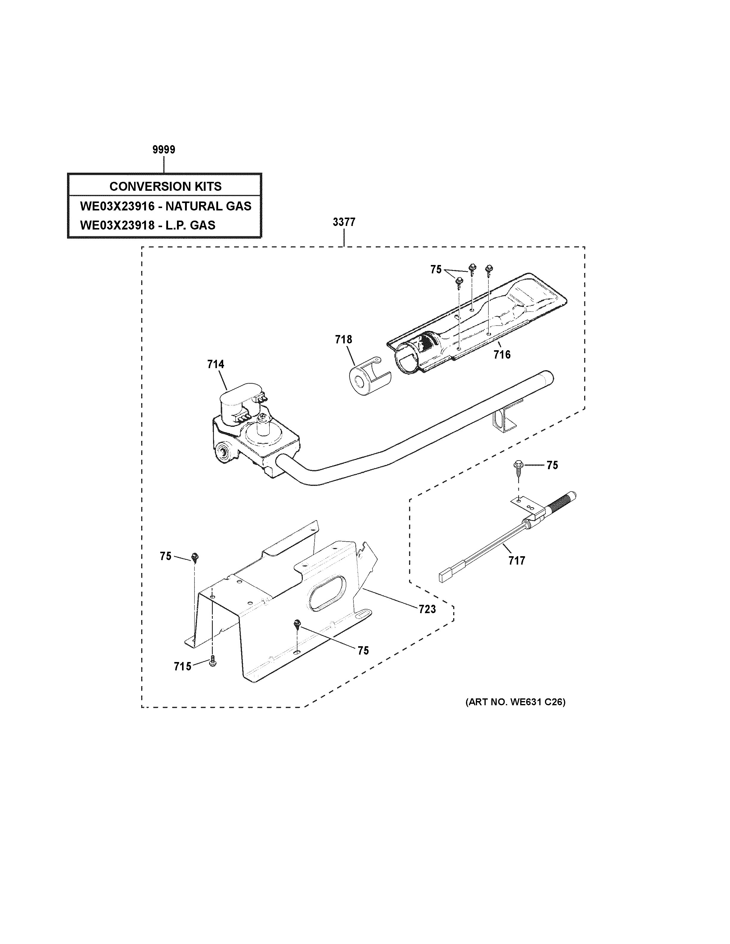 Assembly View for GAS VALVE & BURNER ASSEMBLY | GTD42GASJ3WW