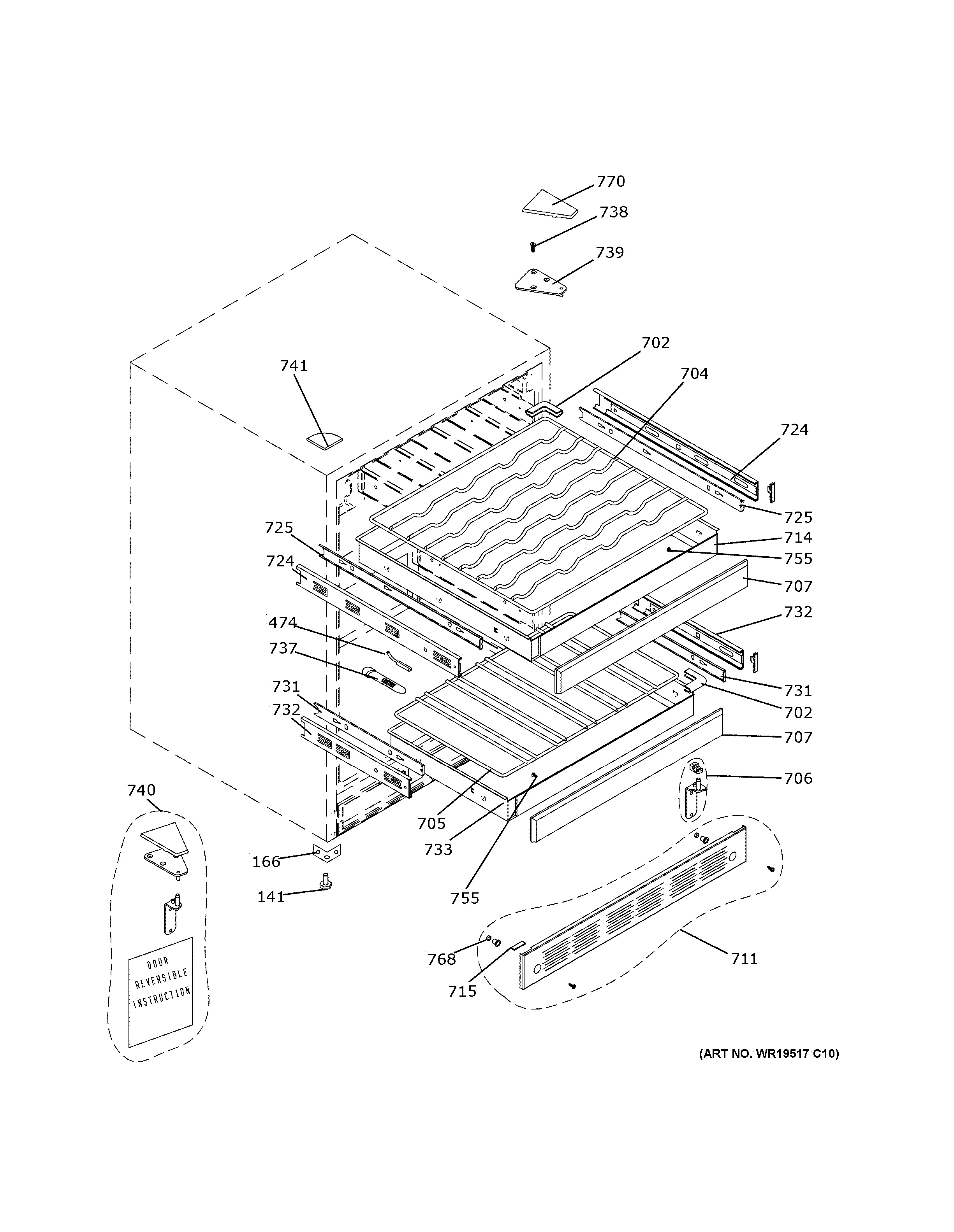 Assembly View for CABINET & SHELVES | ZDWR240NDBS