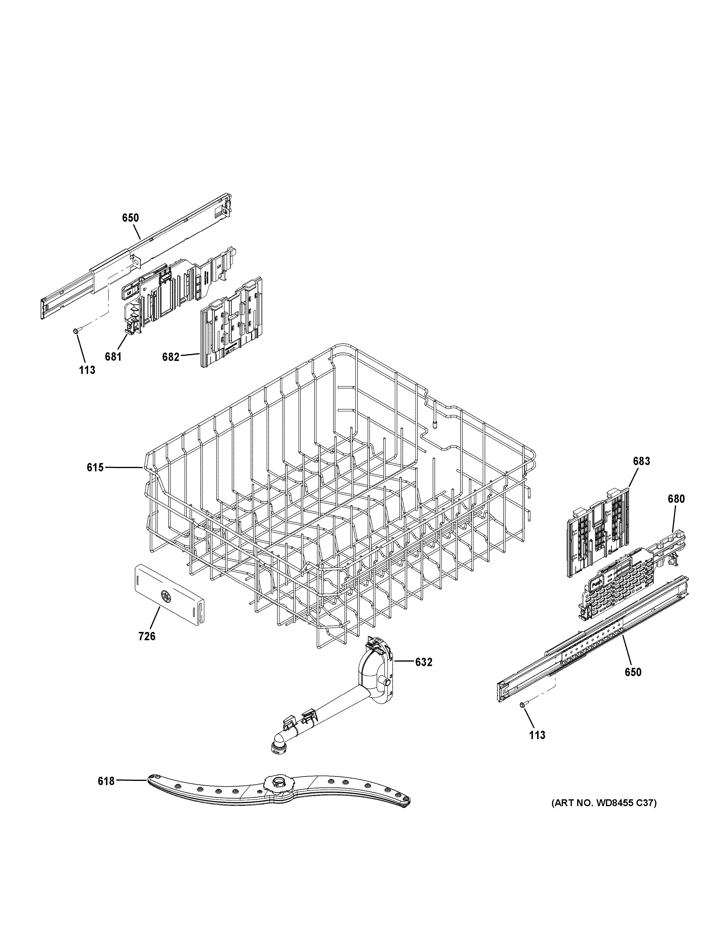 Assembly View for UPPER RACK ASSEMBLY | DDT595SSJ4SS