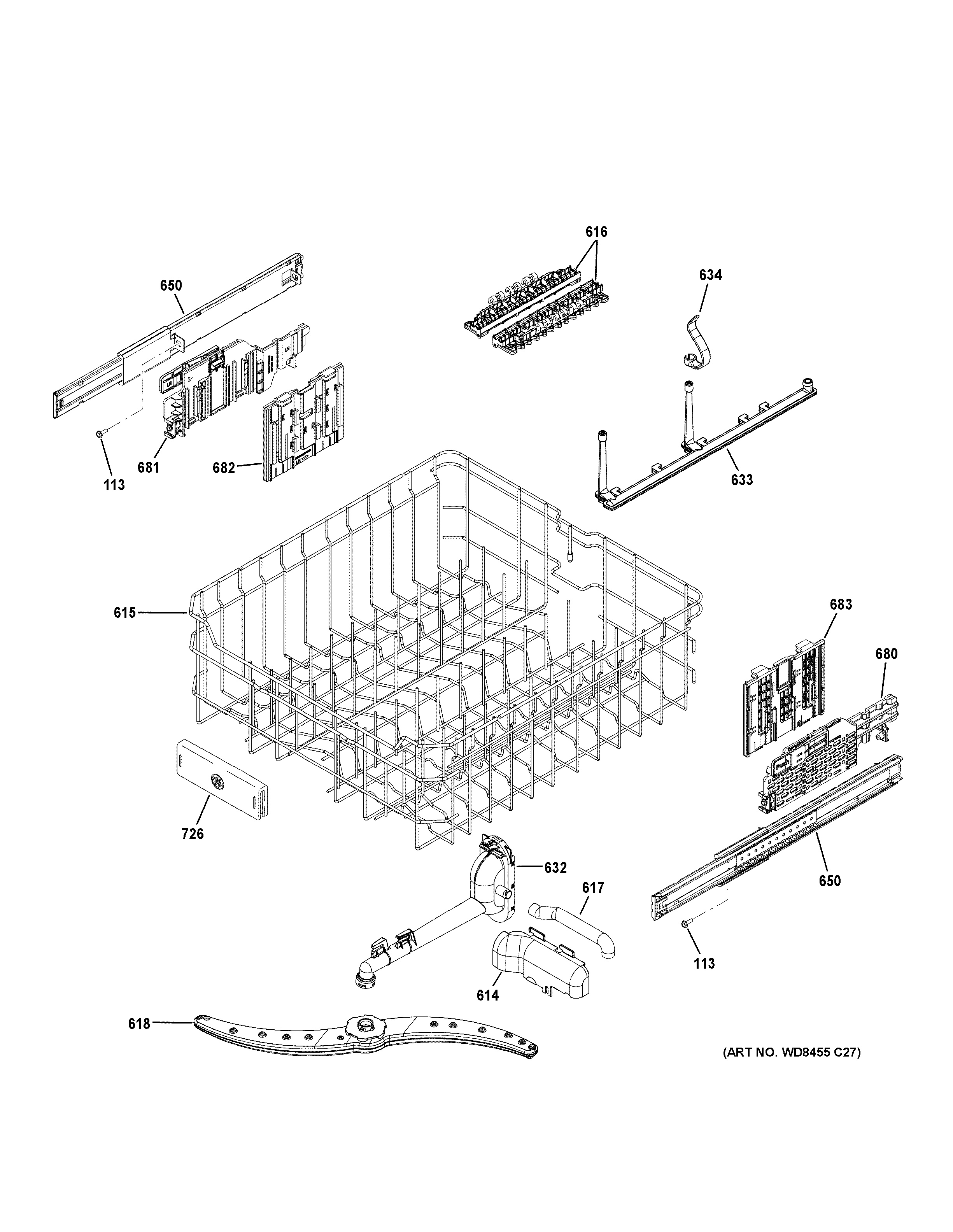 Assembly View for UPPER RACK ASSEMBLY | GDT695SSJ5SS