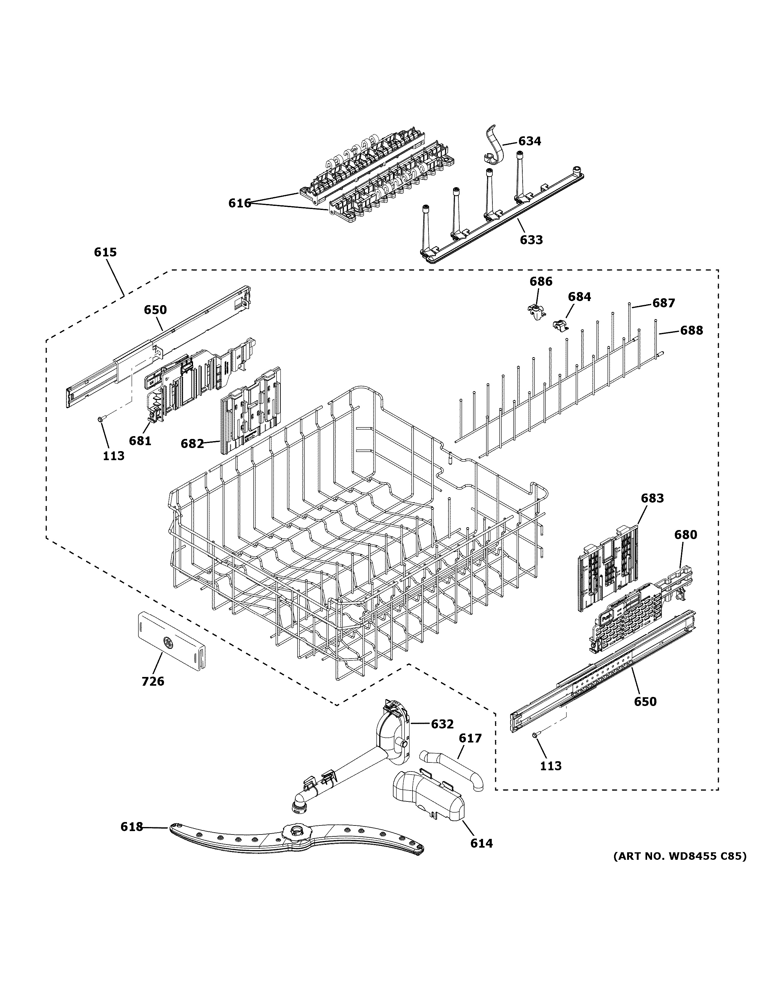 Assembly View for UPPER RACK ASSEMBLY | PDT775SYN0FS