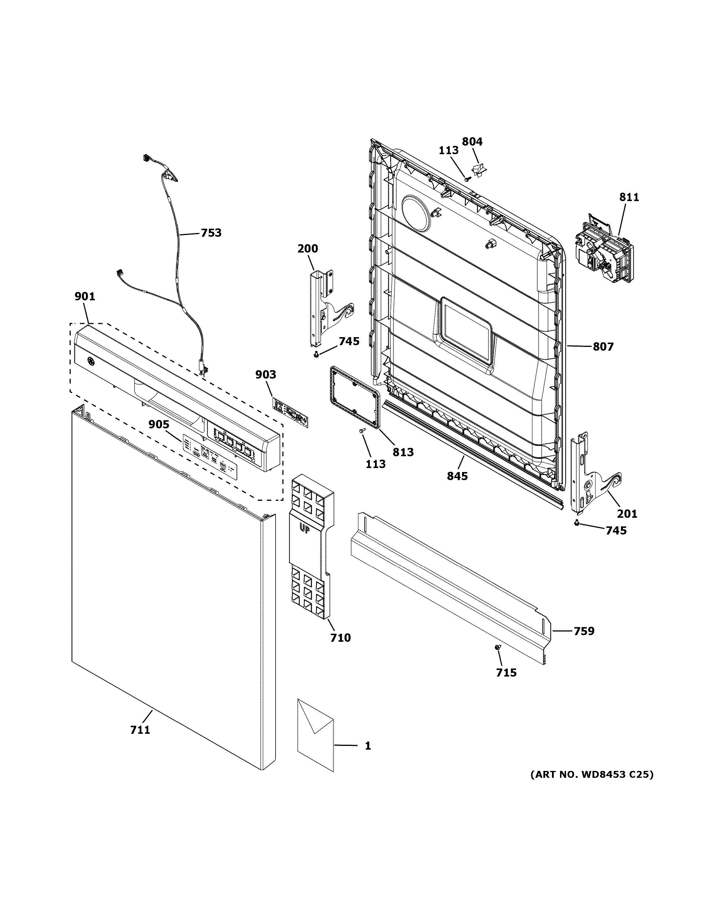 Assembly View for ESCUTCHEON & DOOR ASSEMBLY | GDF510PSR5SS