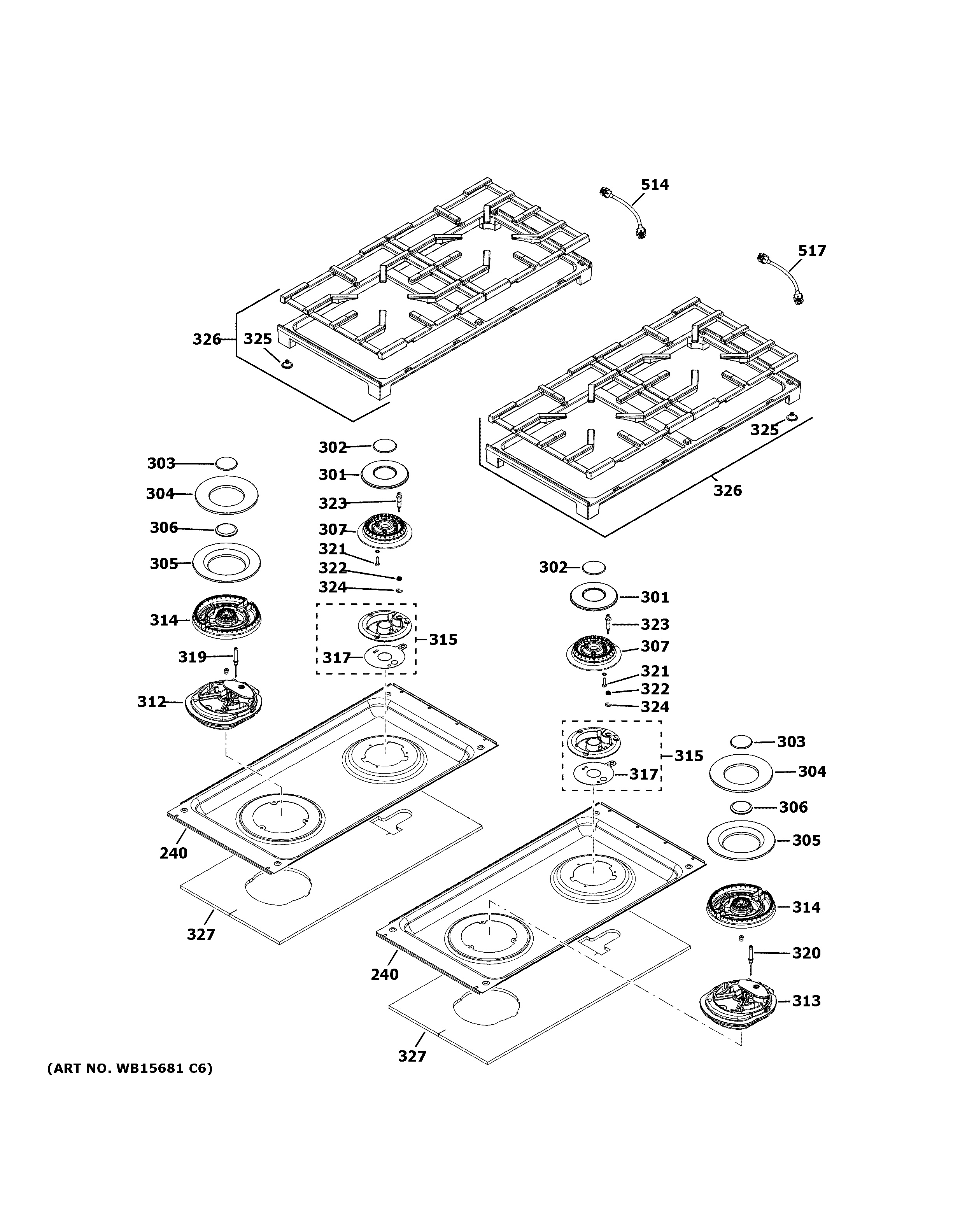 Assembly View for COOKTOP | ZDP364NDT1SS