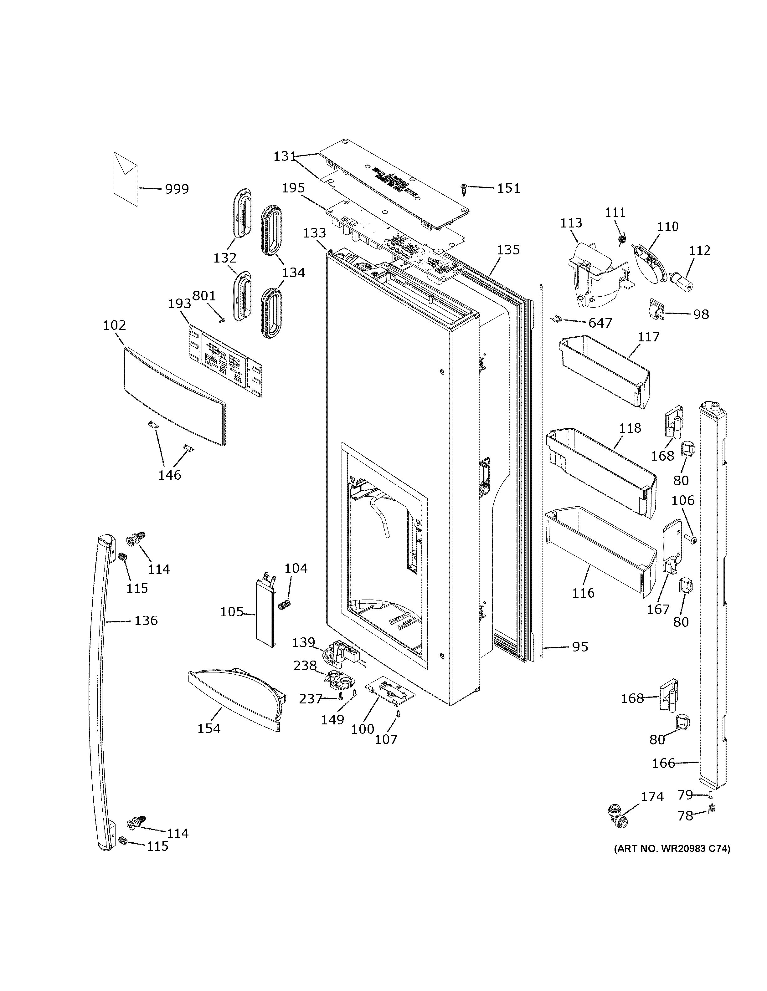 Assembly View for DISPENSER DOOR | GFE28GYNJFS