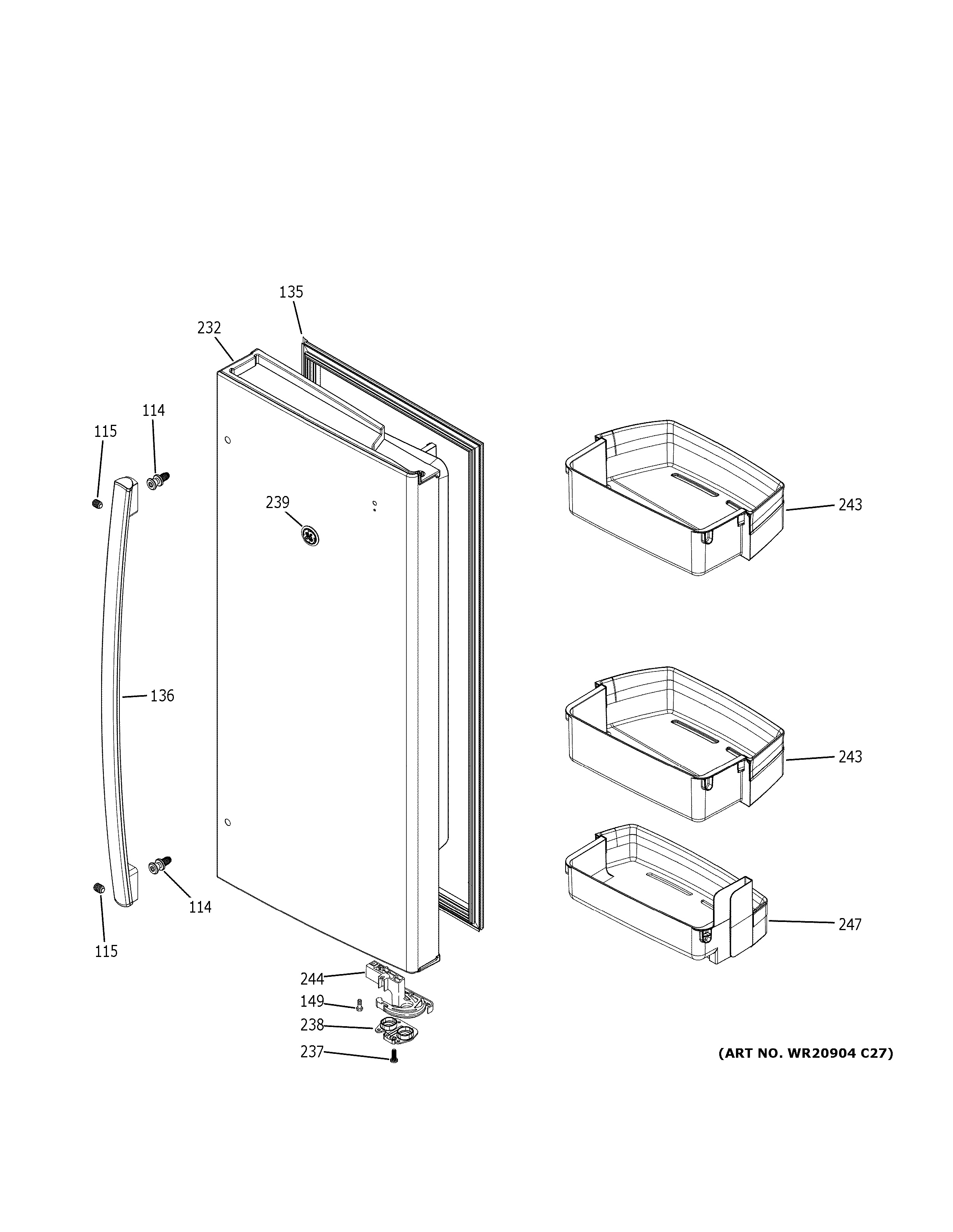 Assembly View for FRESH FOOD DOOR - RH | GFE28GYNFFS