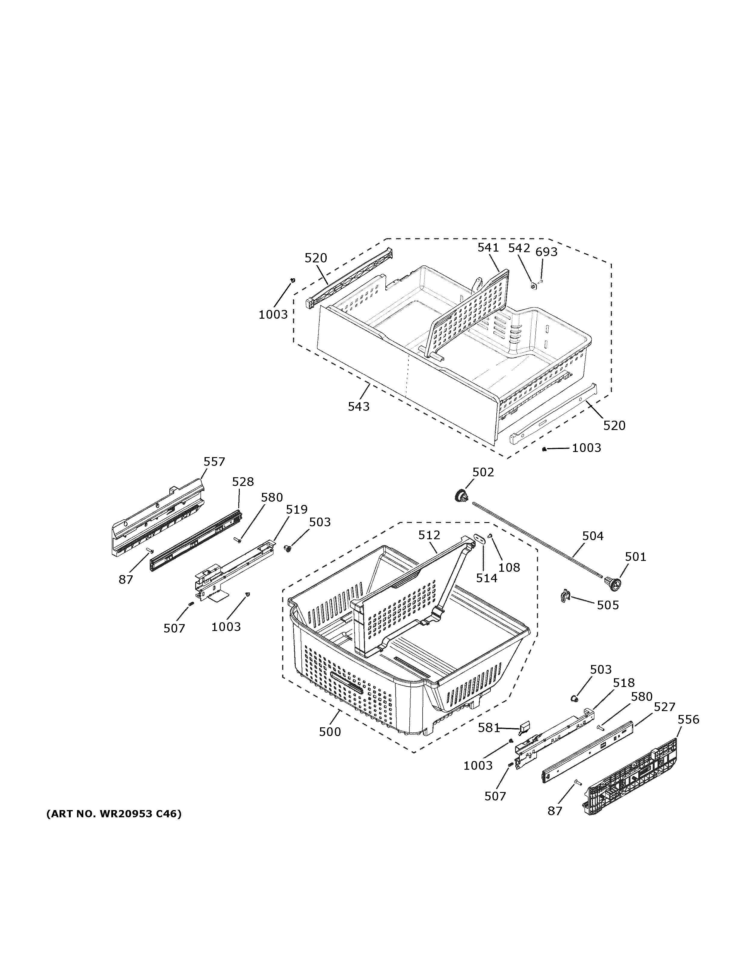 Assembly View for FREEZER SHELVES | GFE28GYNFFS