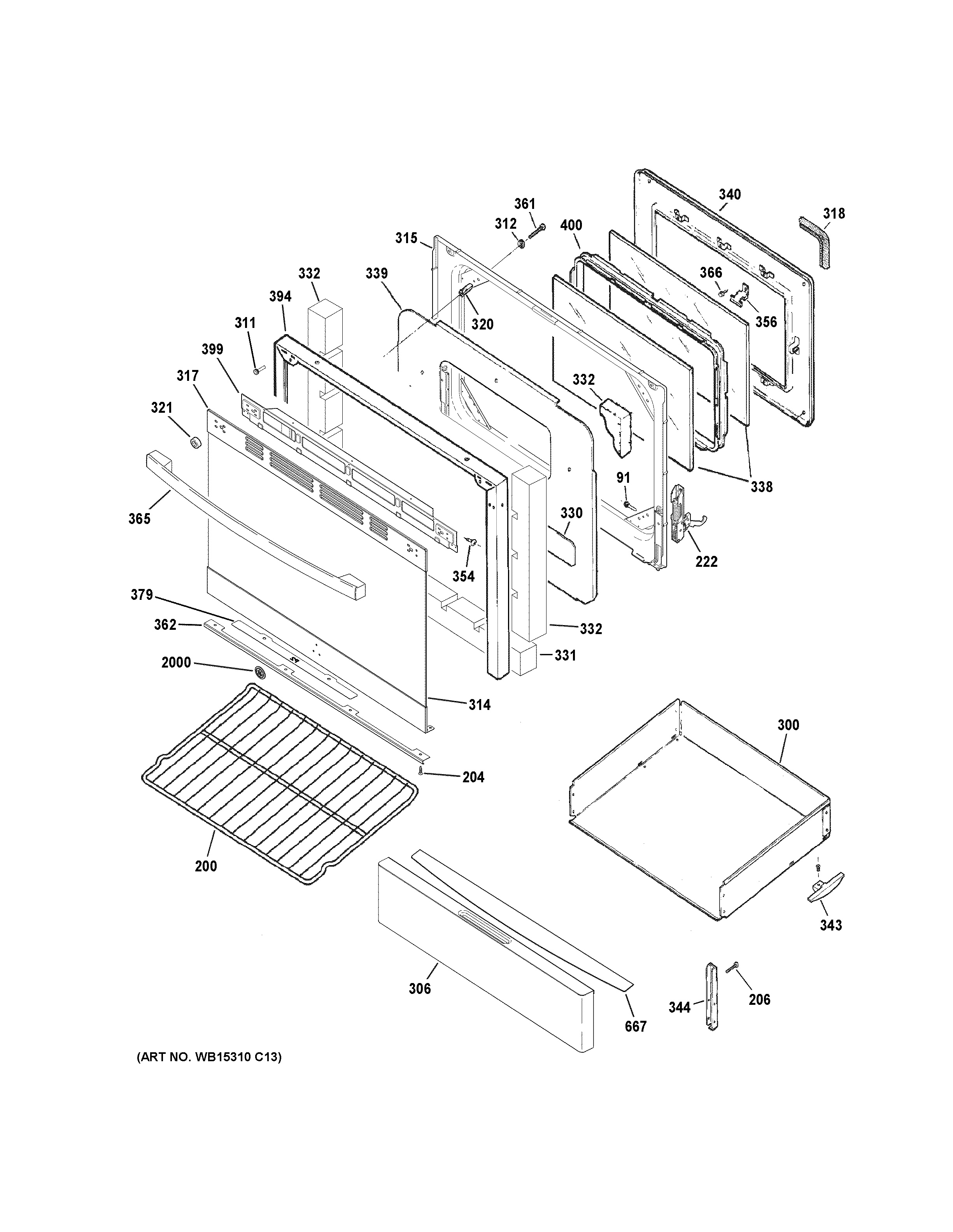 Assembly View for DOOR & DRAWER PARTS | JGB645SEK4SS