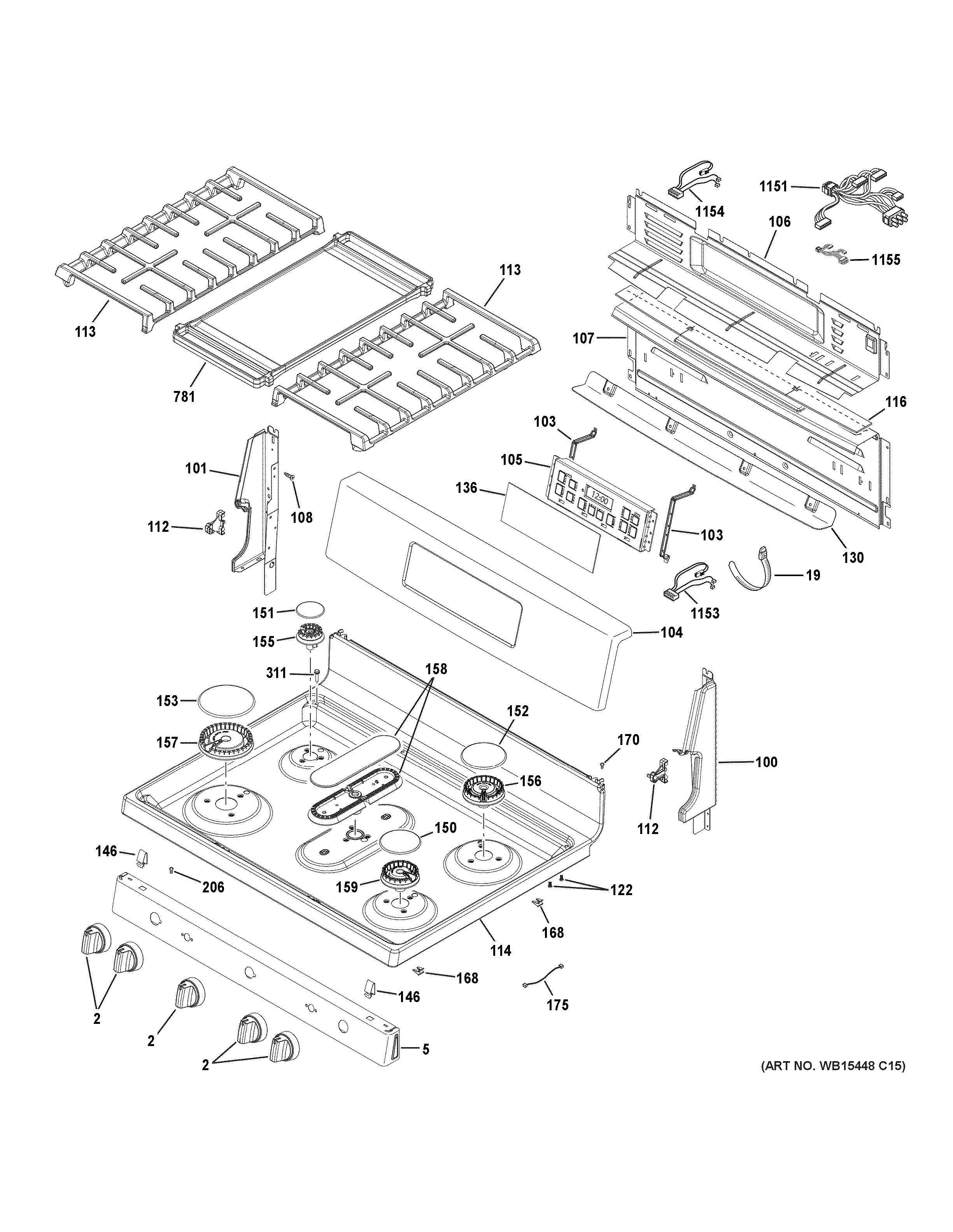 Assembly View for CONTROL PANEL & COOKTOP | JGB660EP1ES