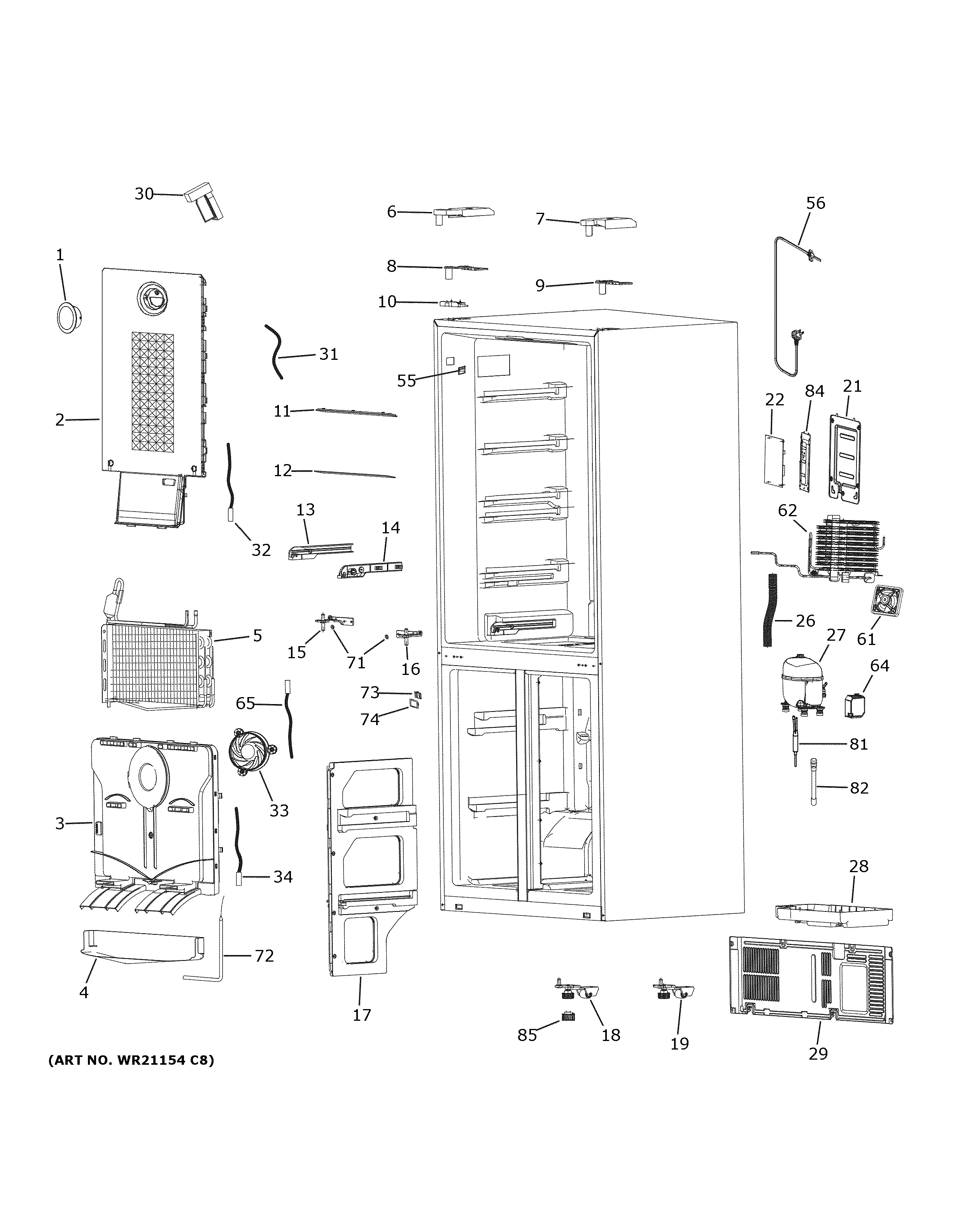 Assembly View for CABINET | QHE16HYPAFS