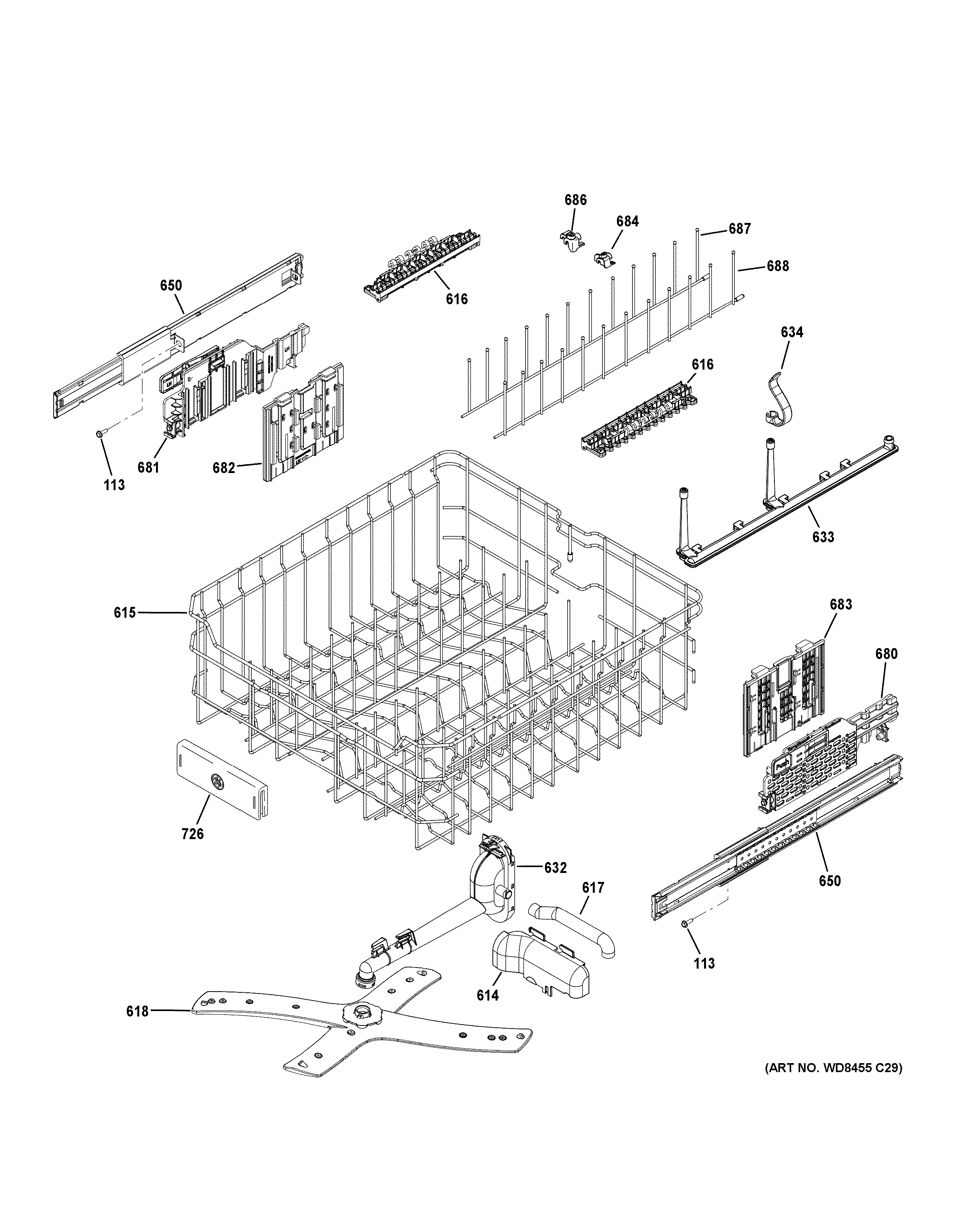 Assembly View for UPPER RACK ASSEMBLY | PDT855SIJ2II