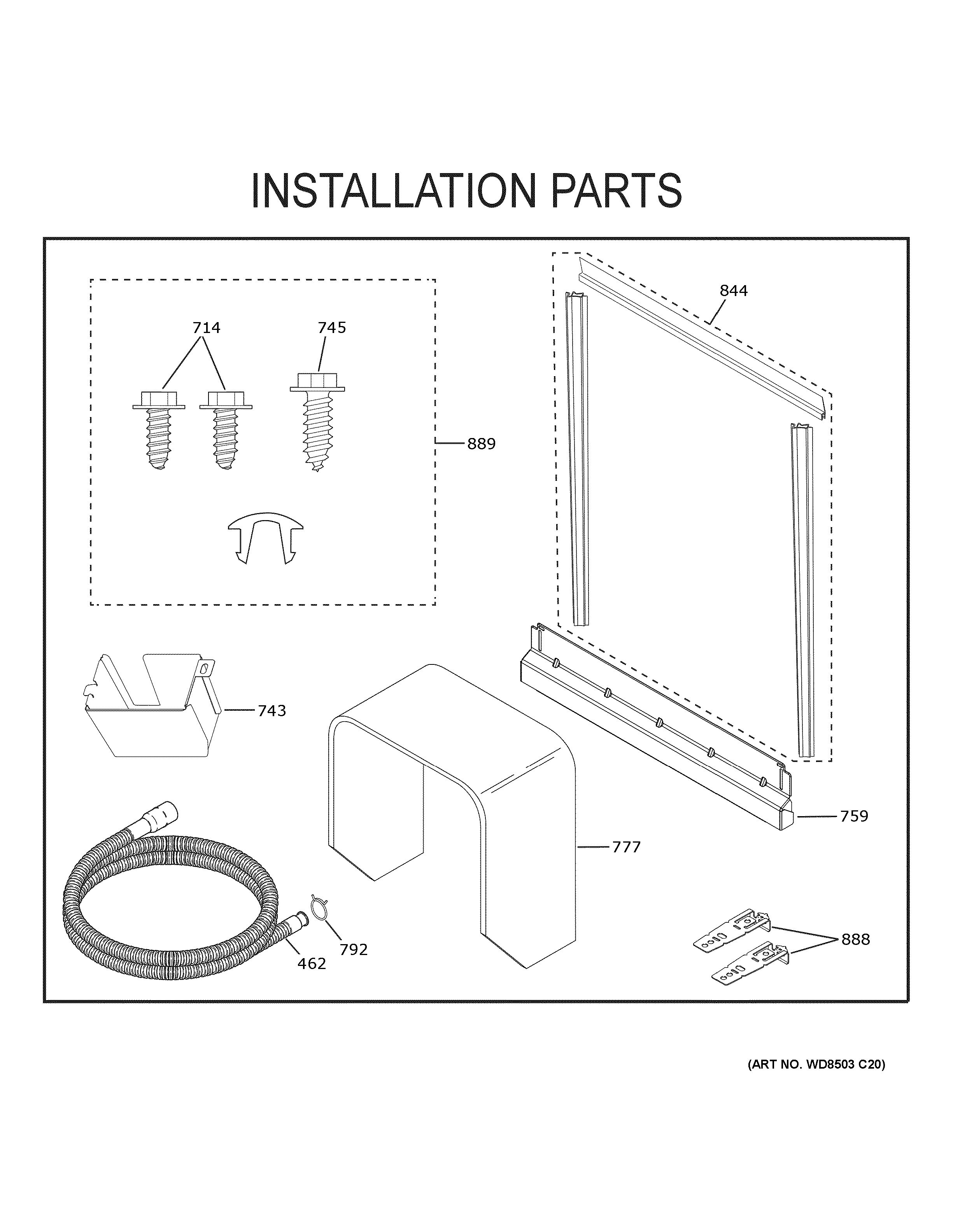 Assembly View for INSTALLATION PARTS | PDT755SYR8FS