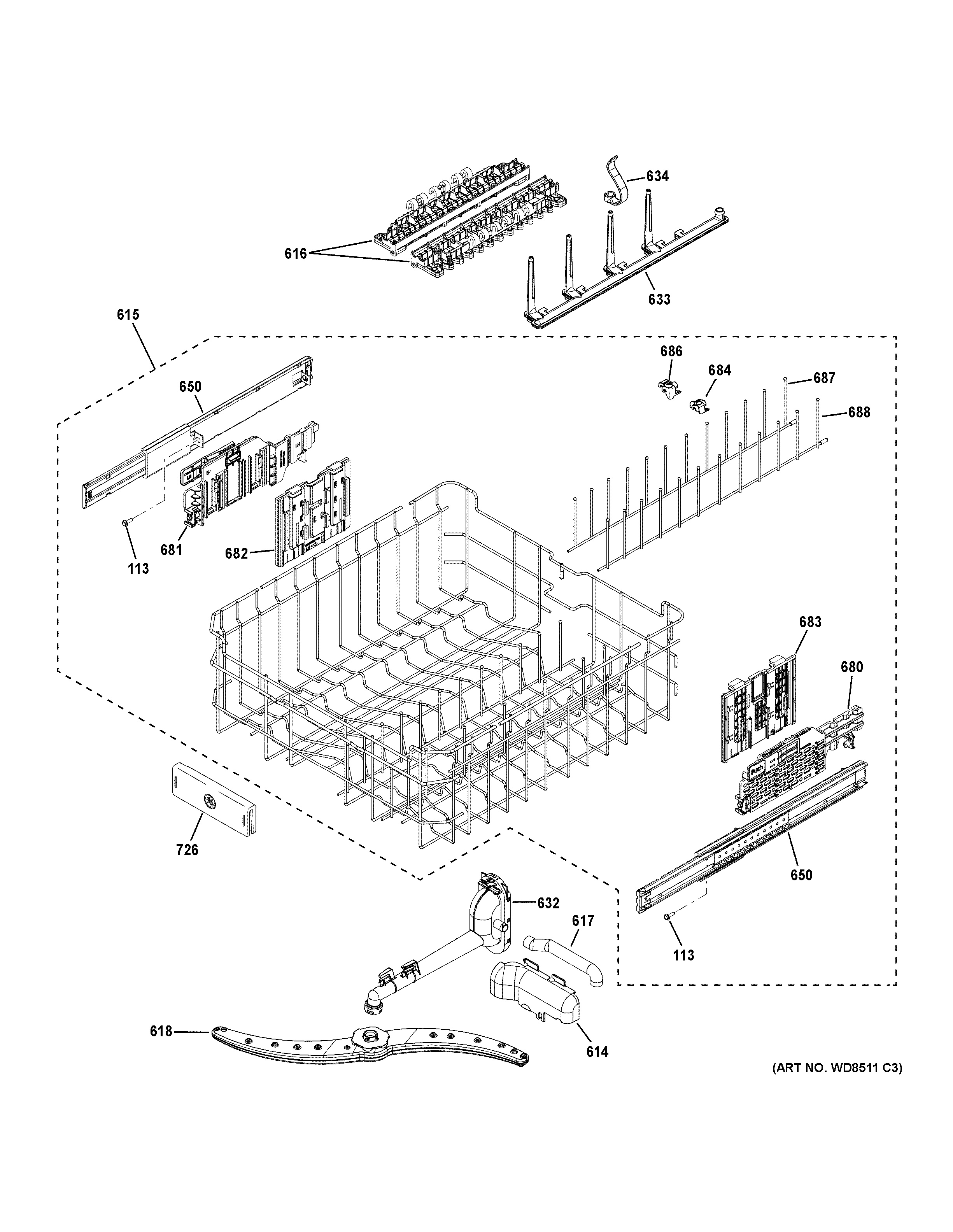 Assembly View for UPPER RACK ASSEMBLY | PDT775SYN8FS