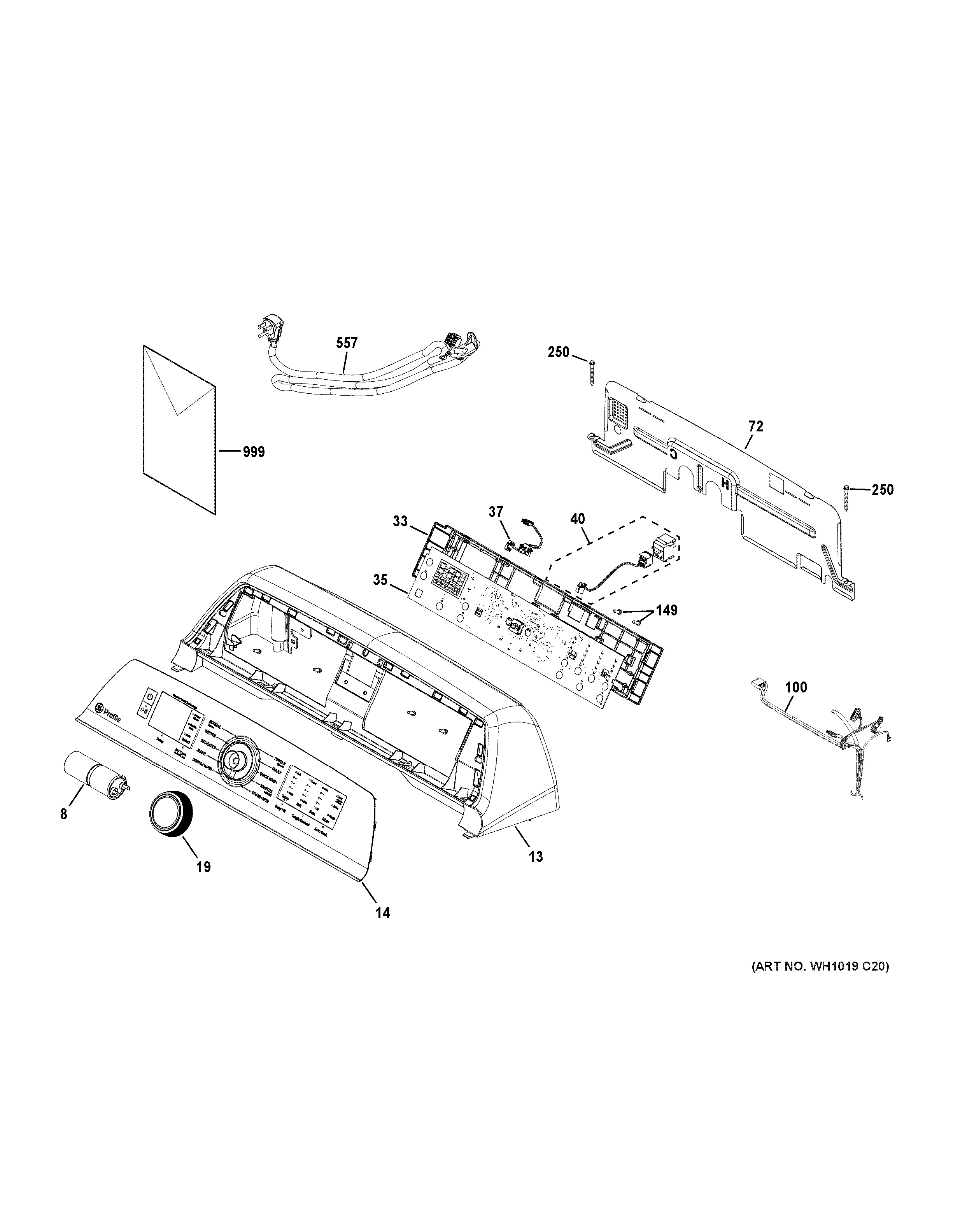 Assembly View for CONTROLS & BACKSPLASH | PTW605BSR0WS