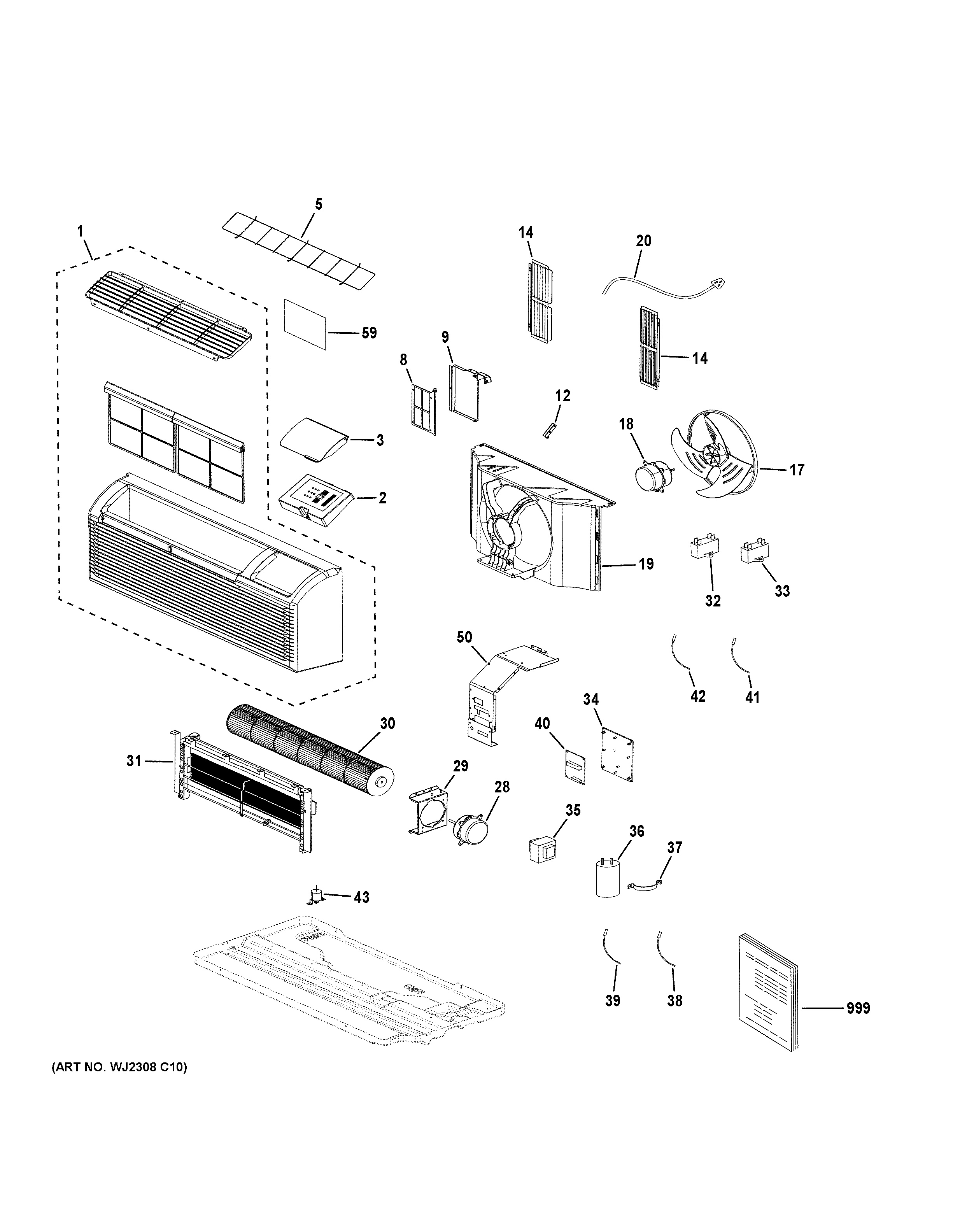 Assembly View for ROOM AIR CONDITIONER | AH11H09D3BK2