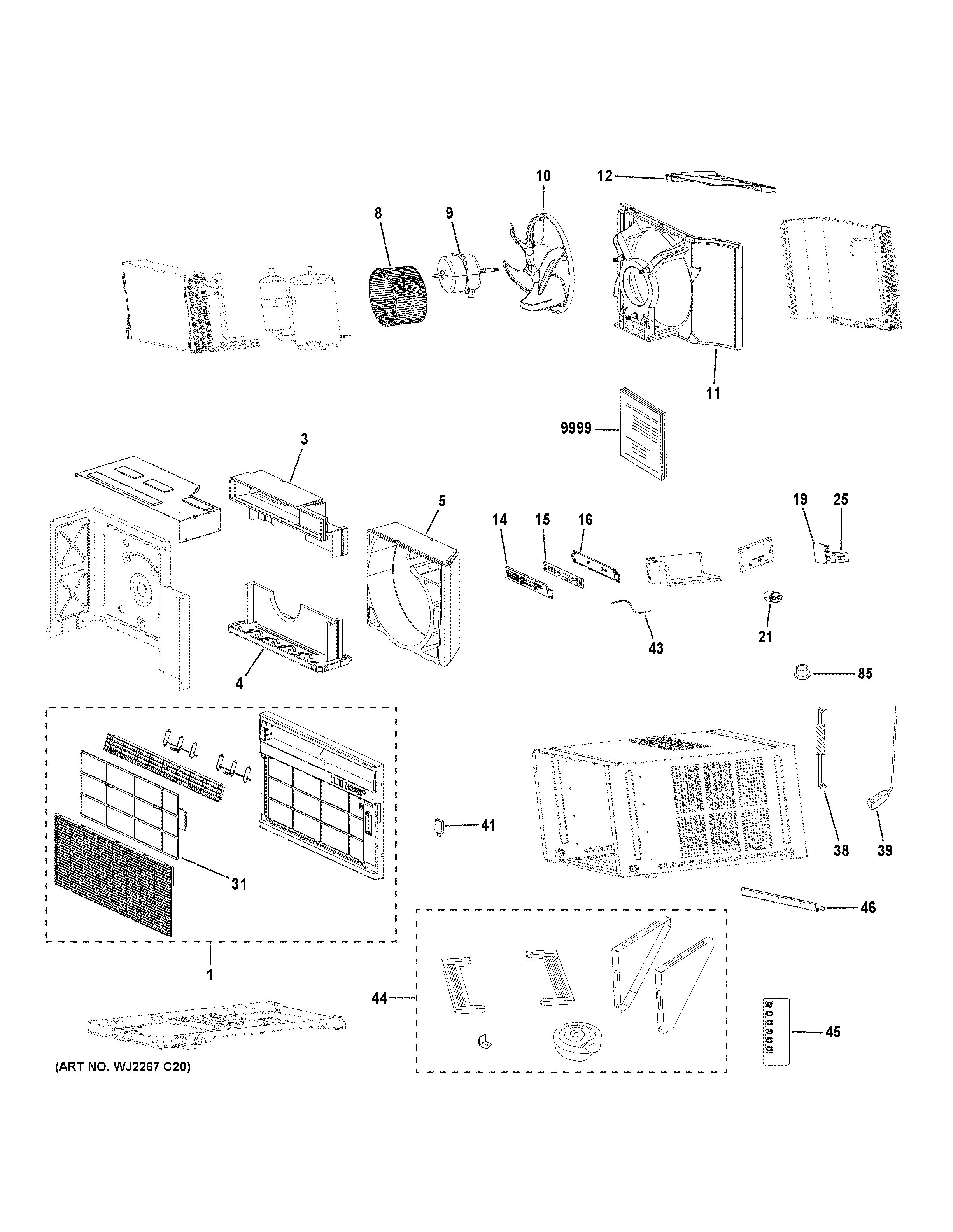 Assembly View for ROOM AIR CONDITIONER | AHFK24BAW1