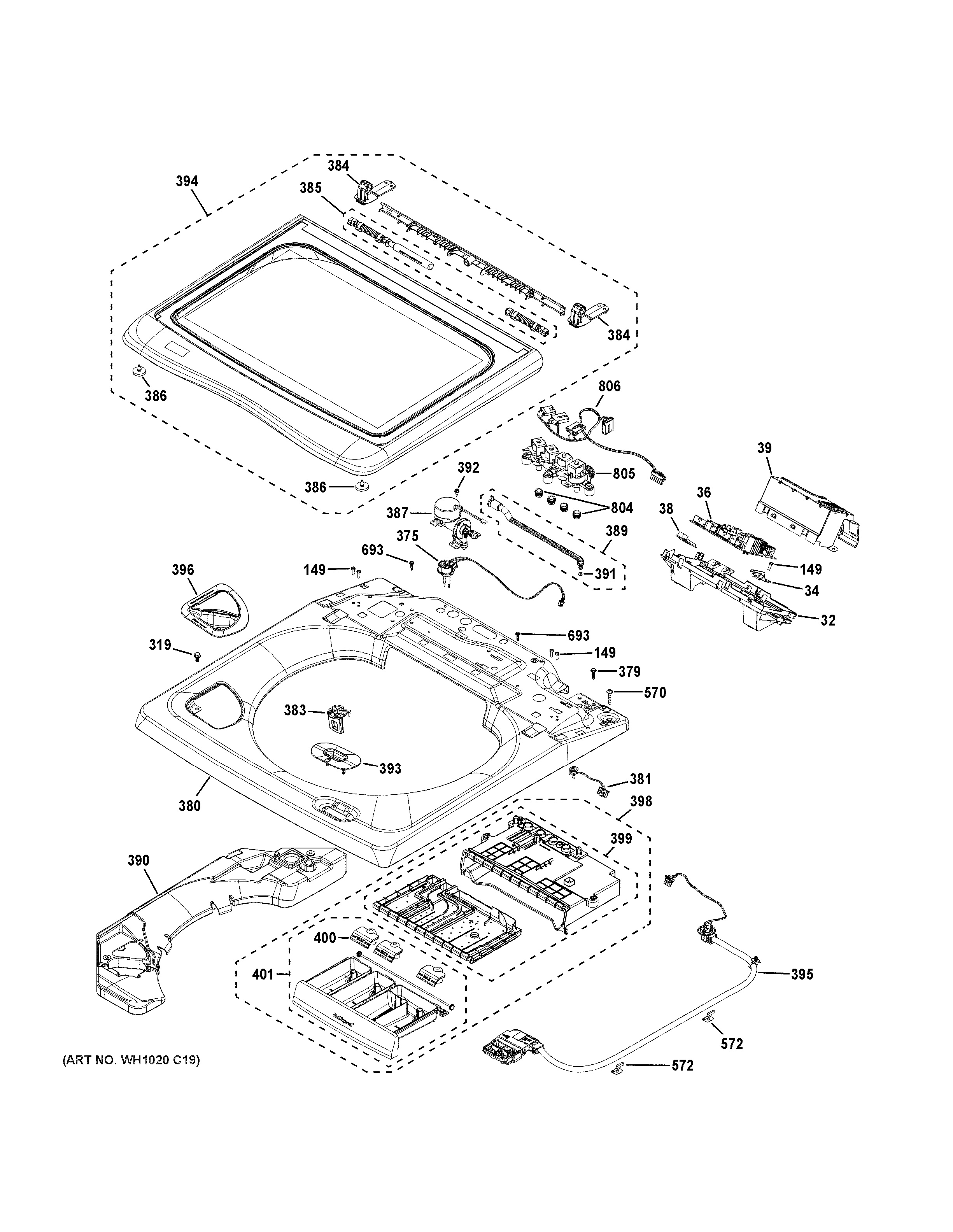 Assembly View for TOP PANEL & LID | PTW900BPT0RS