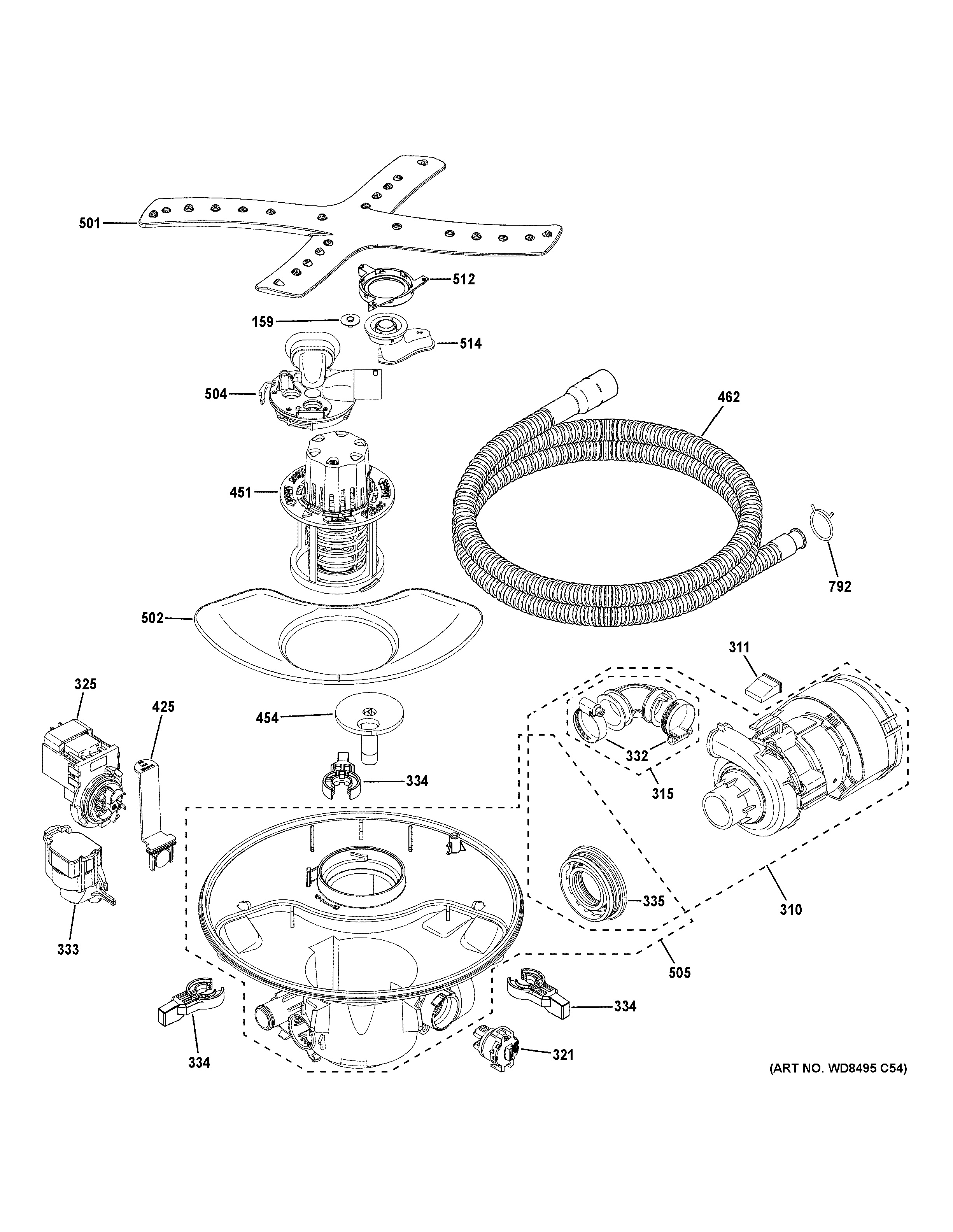 Assembly View for MOTOR, SUMP & FILTER ASSEMBLY | CDT845P2N1S1