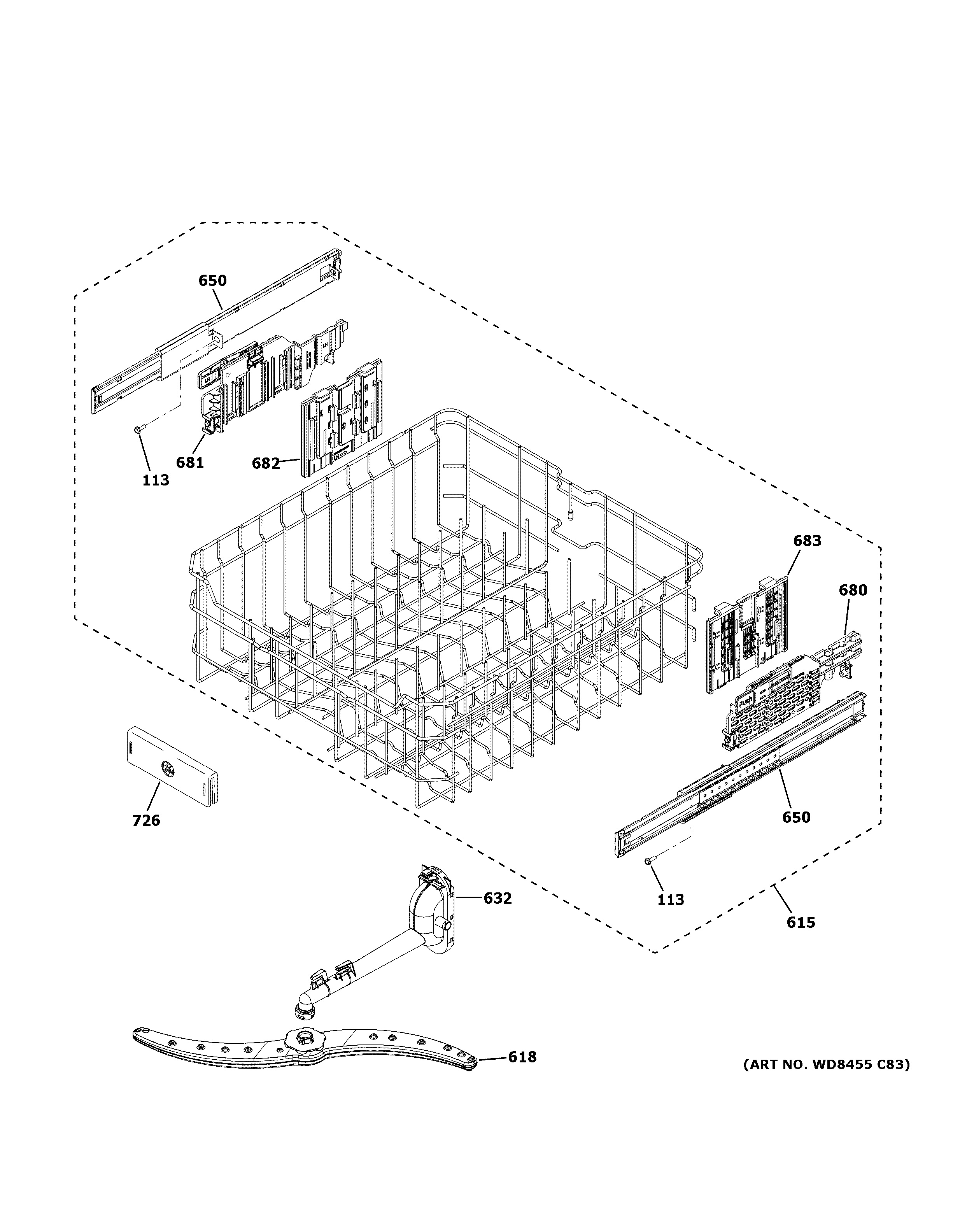 Assembly View for UPPER RACK ASSEMBLY | DDT700SSN2SS