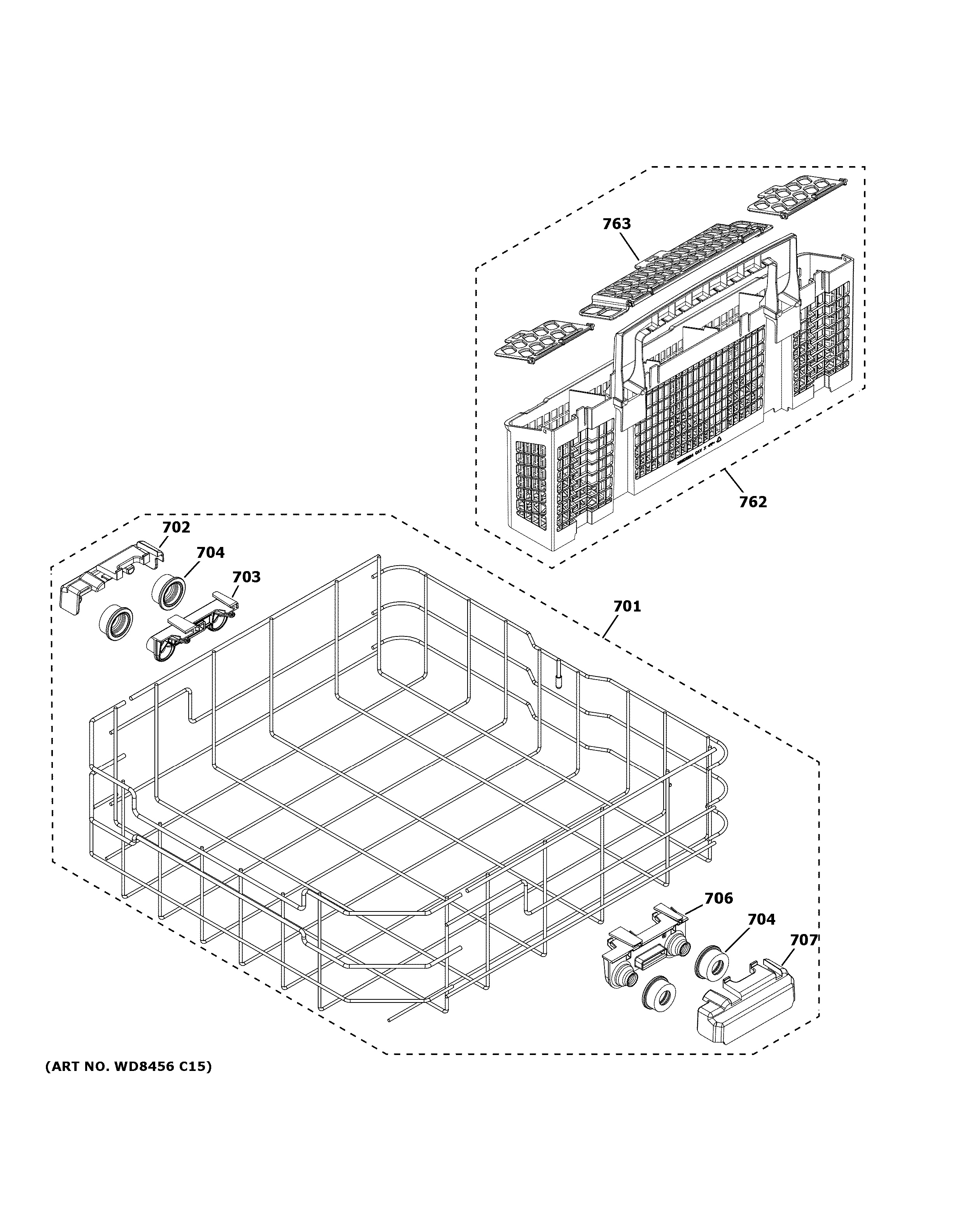 Assembly View for LOWER RACK ASSEMBLY | GDF530PMM4ES
