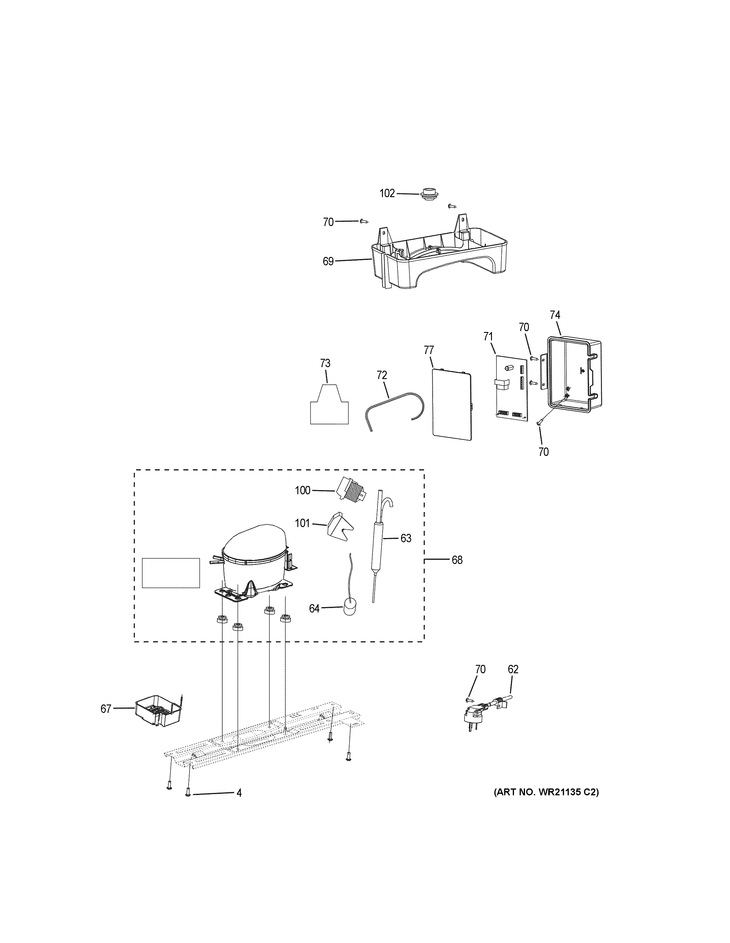 Assembly View for MACHINE COMPARTMENT | GPE12FGKBWW