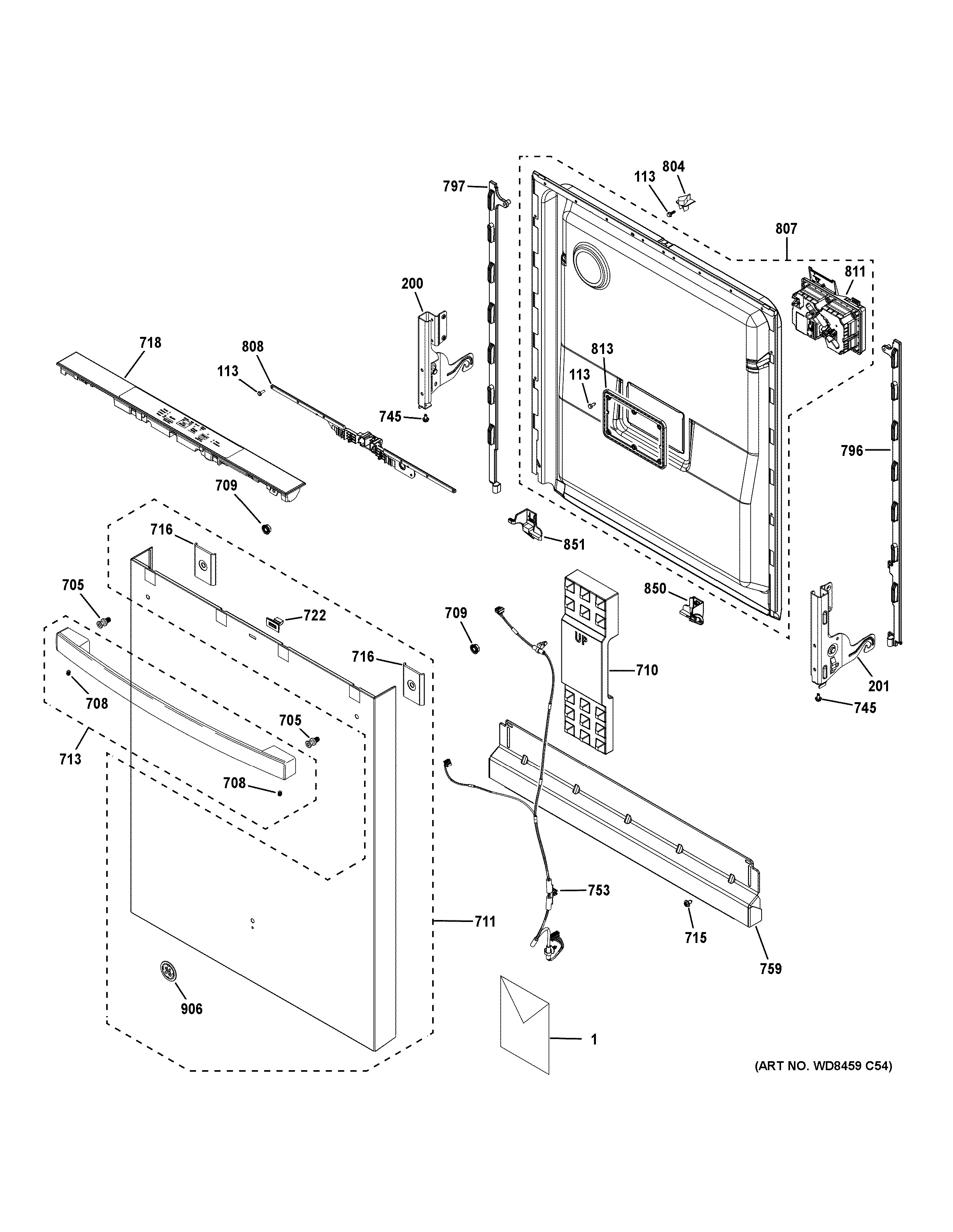 Assembly View for ESCUTCHEON & DOOR ASSEMBLY | GDT635HSR0SS