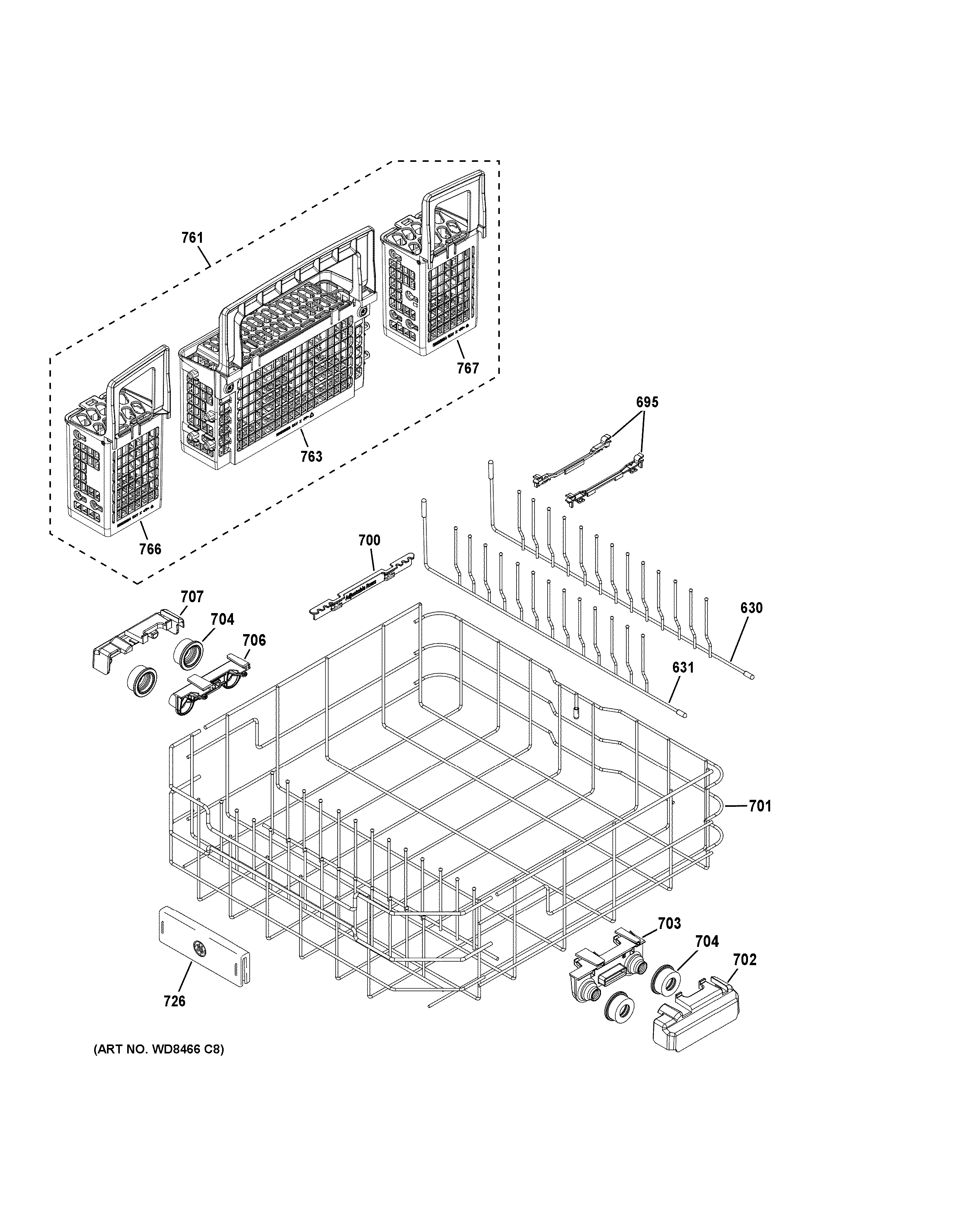 Assembly View for LOWER RACK ASSEMBLY | GDT655SSJ0SS