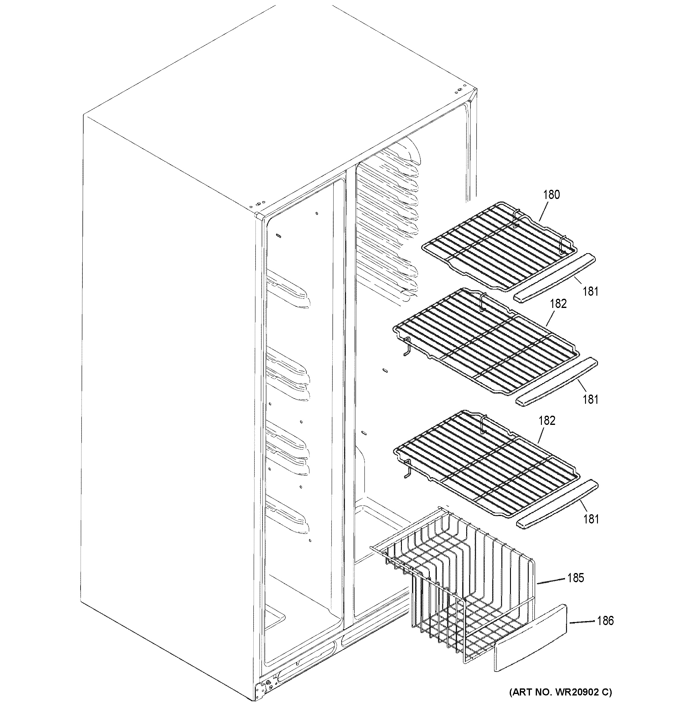 Assembly View for FREEZER SHELVES | GSS25GYPJCFS
