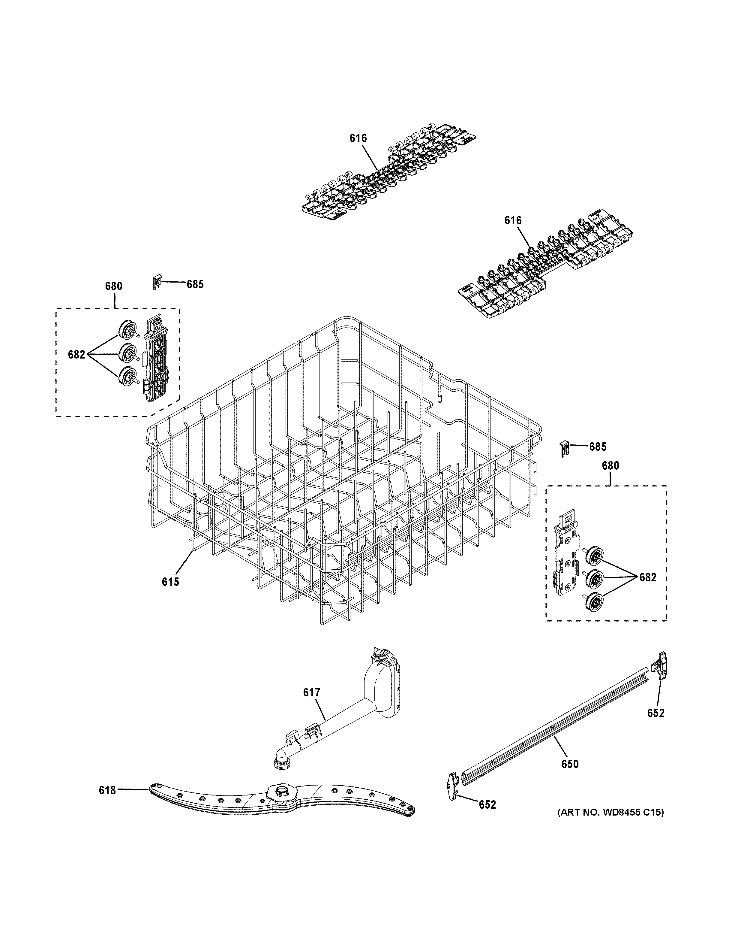 Assembly View for UPPER RACK ASSEMBLY | GDT550HSD4SS