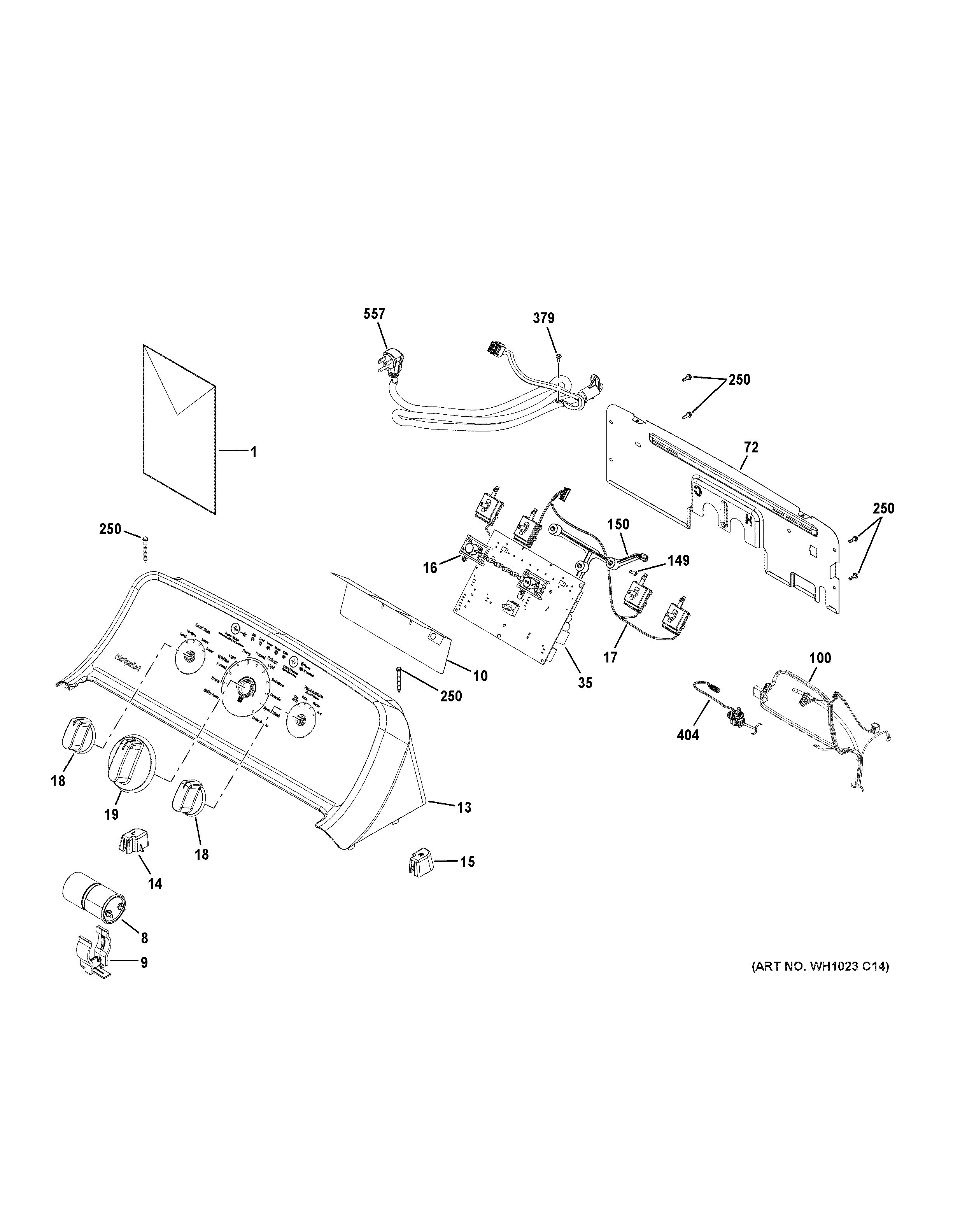Assembly View for CONTROLS & BACKSPLASH | HTW240ASK4WS