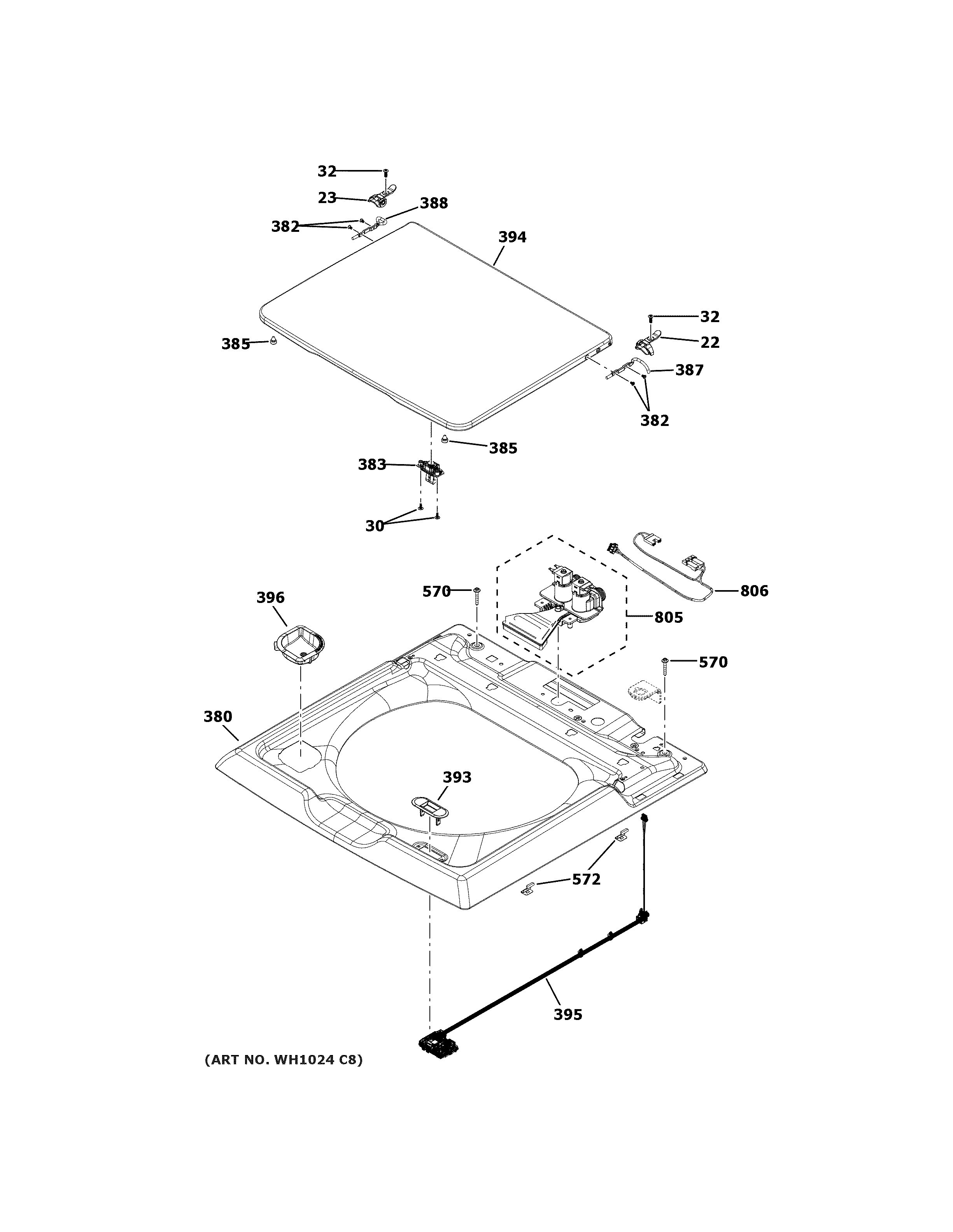Assembly View for TOP PANEL & LID | HTW240ASK6WS