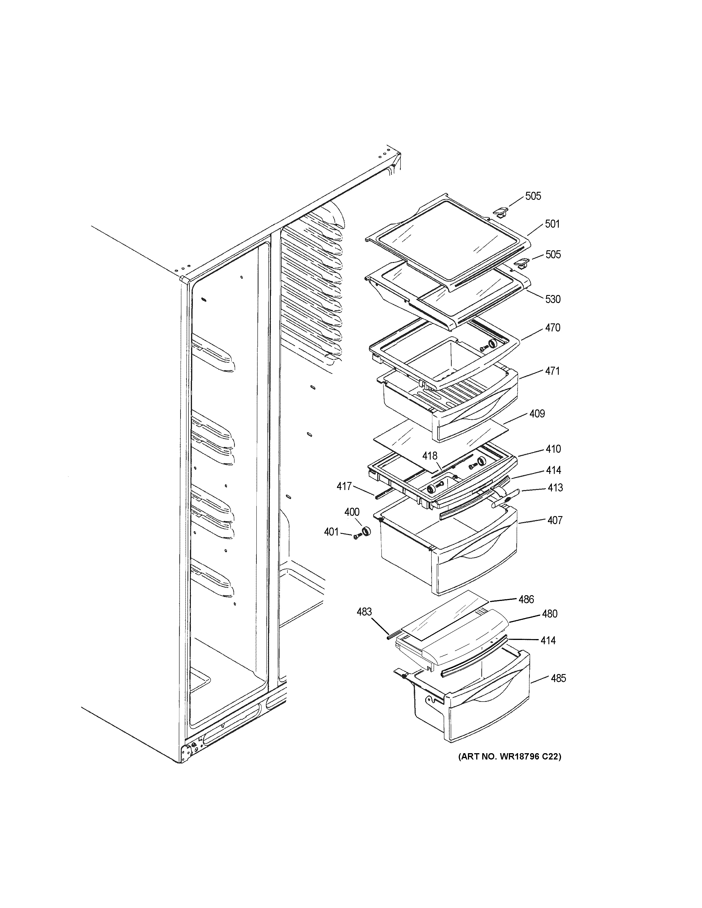 Assembly View for FRESH FOOD SHELVES | PSE25KYHBHFS