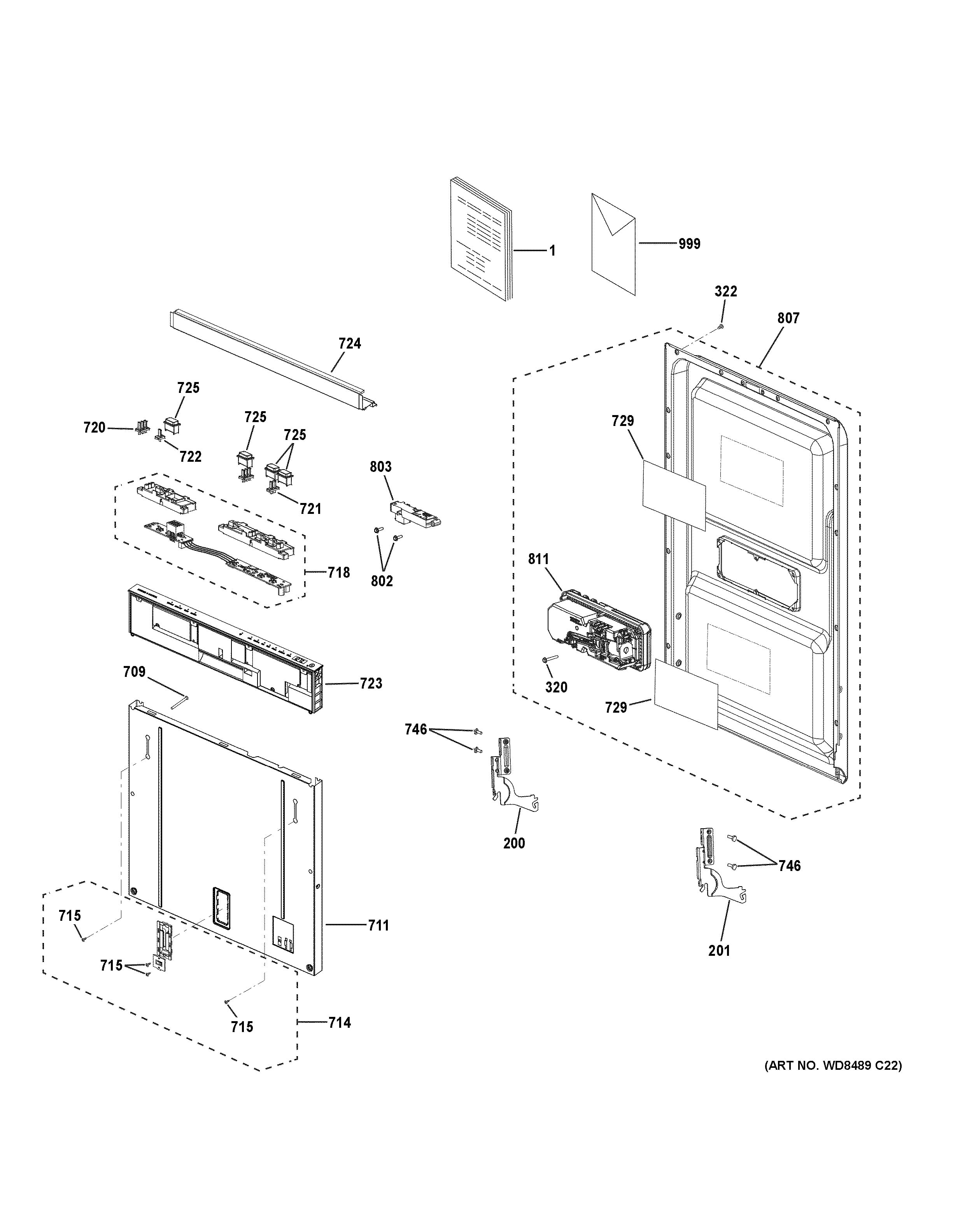 Assembly View for ESCUTCHEON & DOOR ASSEMBLY | GDT226SIL0II