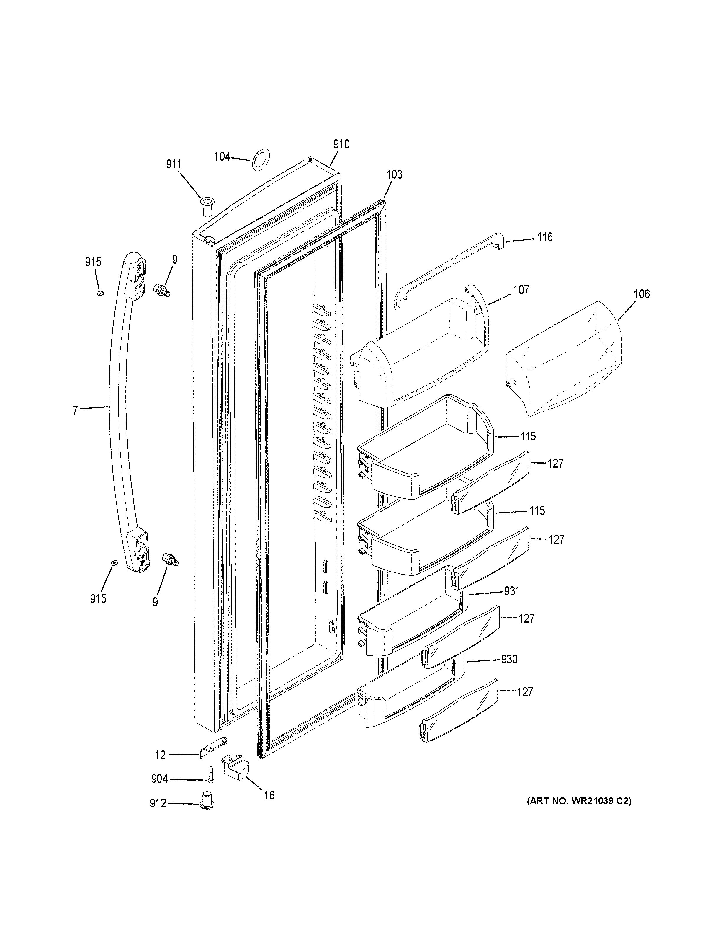 Assembly View for FRESH FOOD DOOR | PZS22MSKKHSS