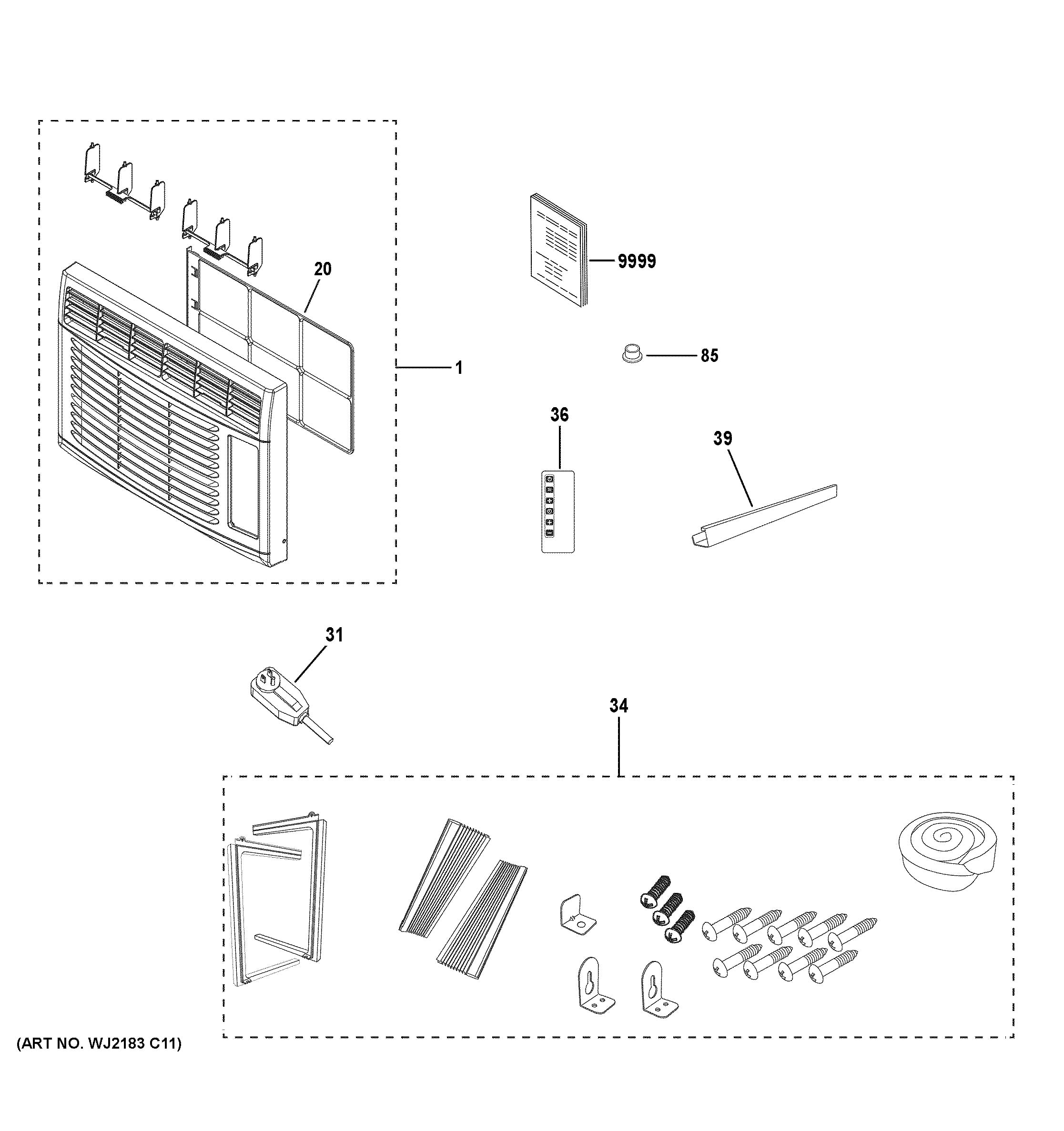 Assembly View for ROOM AIR CONDITIONER | AWCS06BWB1