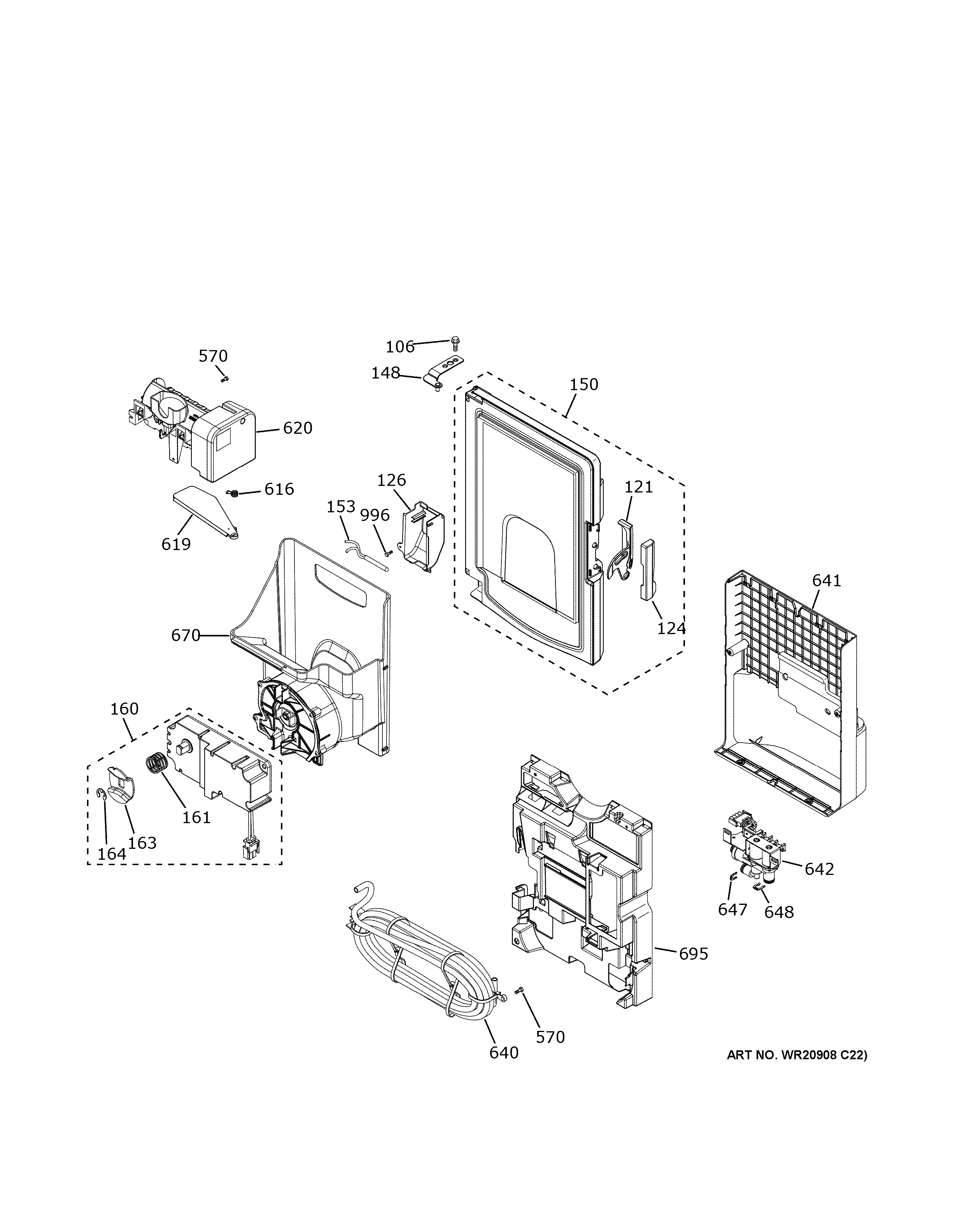 Assembly View for ICE MAKER & DISPENSER | GYE22GYNJFS