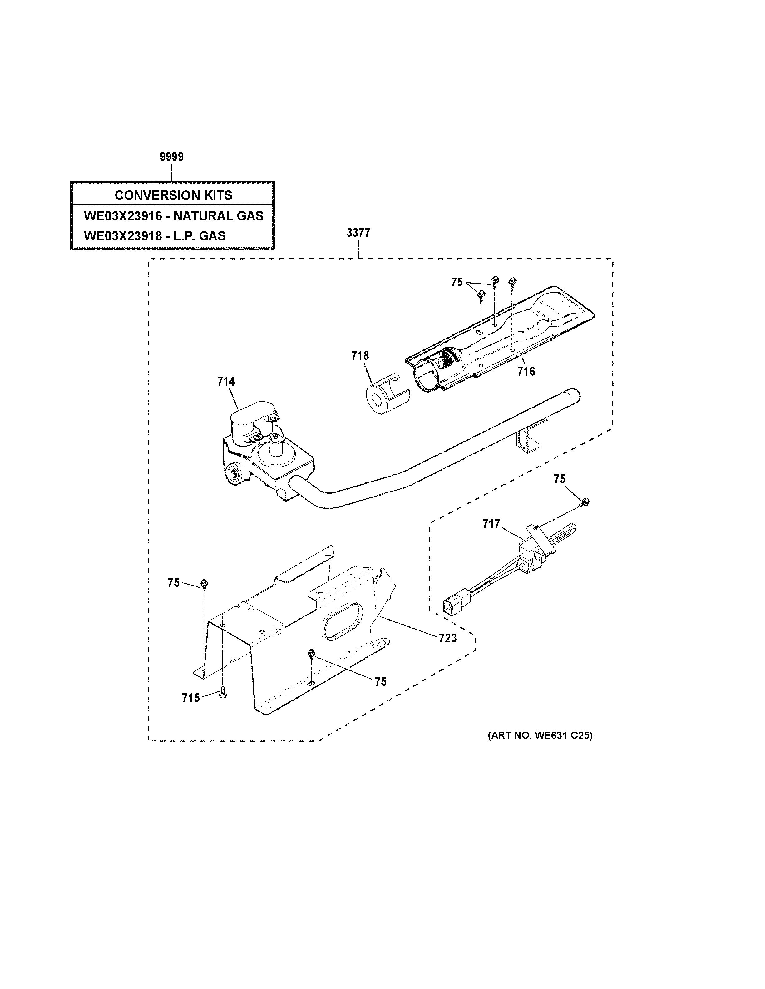 Assembly View for GAS VALVE & BURNER ASSEMBLY | HTX24GASK1WS
