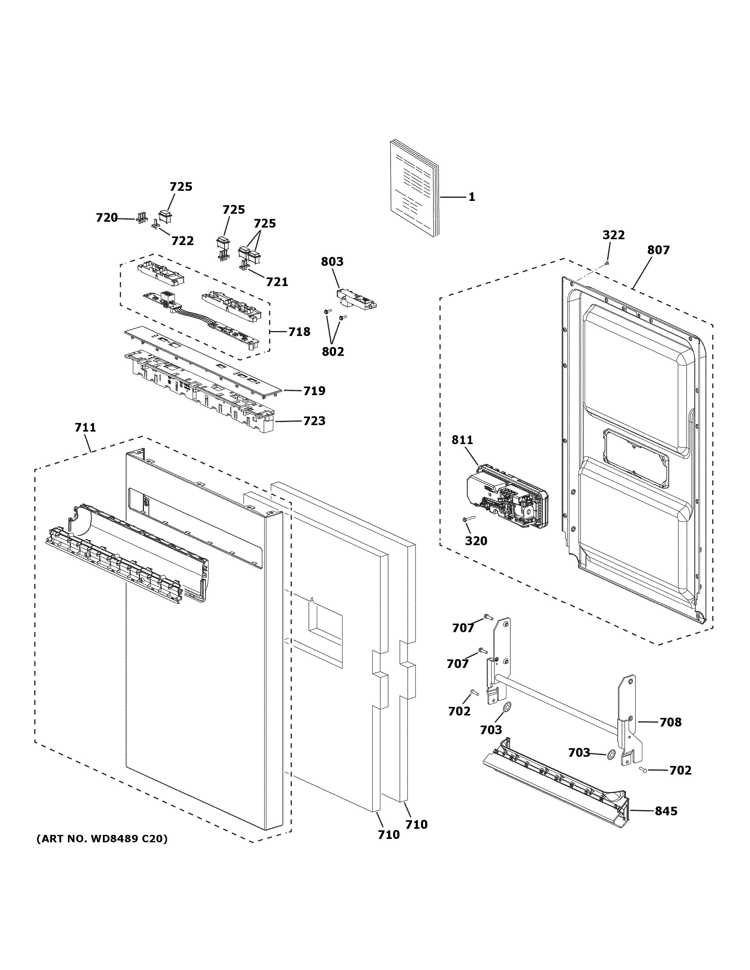 Assembly View for ESCUTCHEON & DOOR ASSEMBLY | PDT145SSL0SS