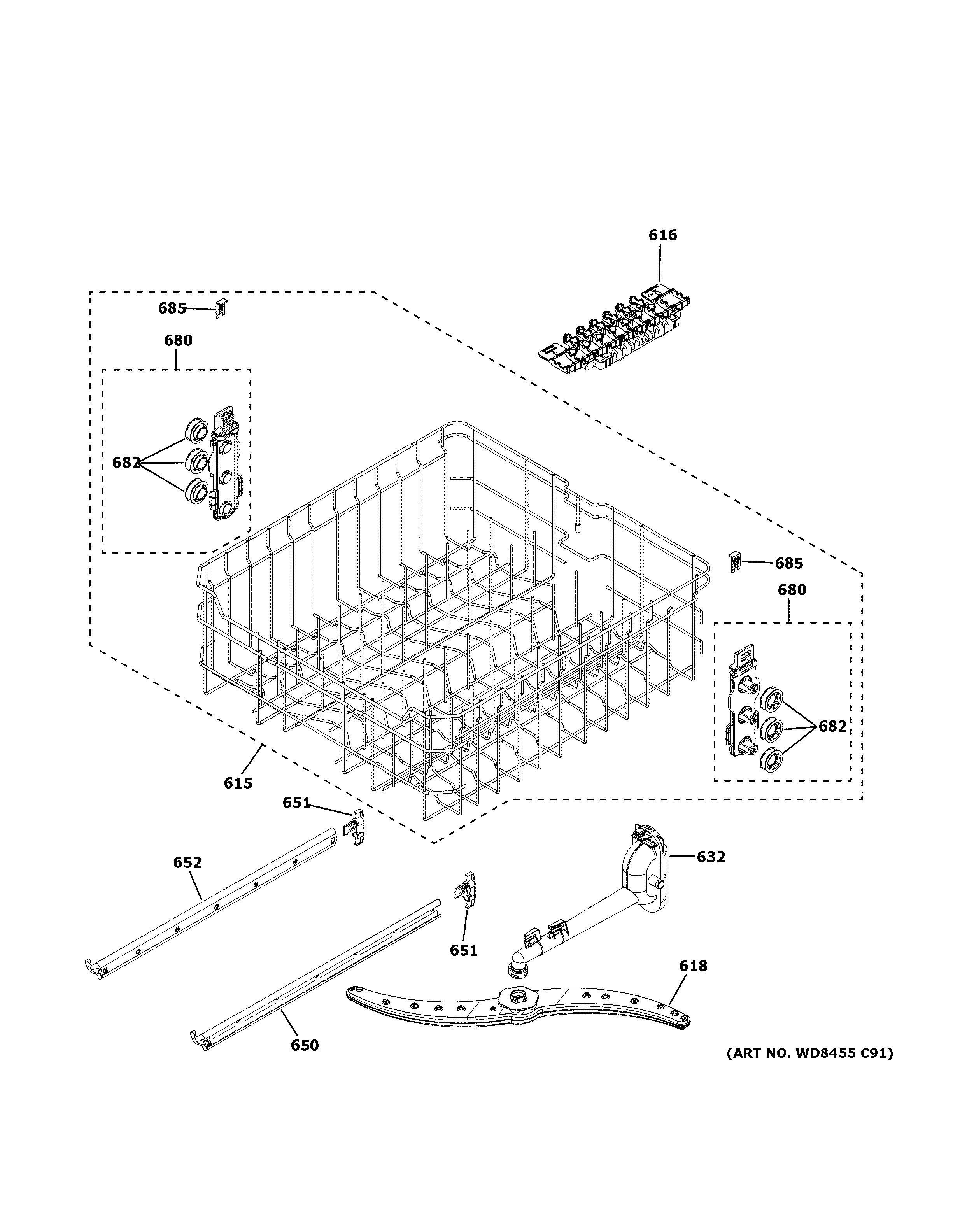 Assembly View for UPPER RACK ASSEMBLY | GDF550PSR3SS