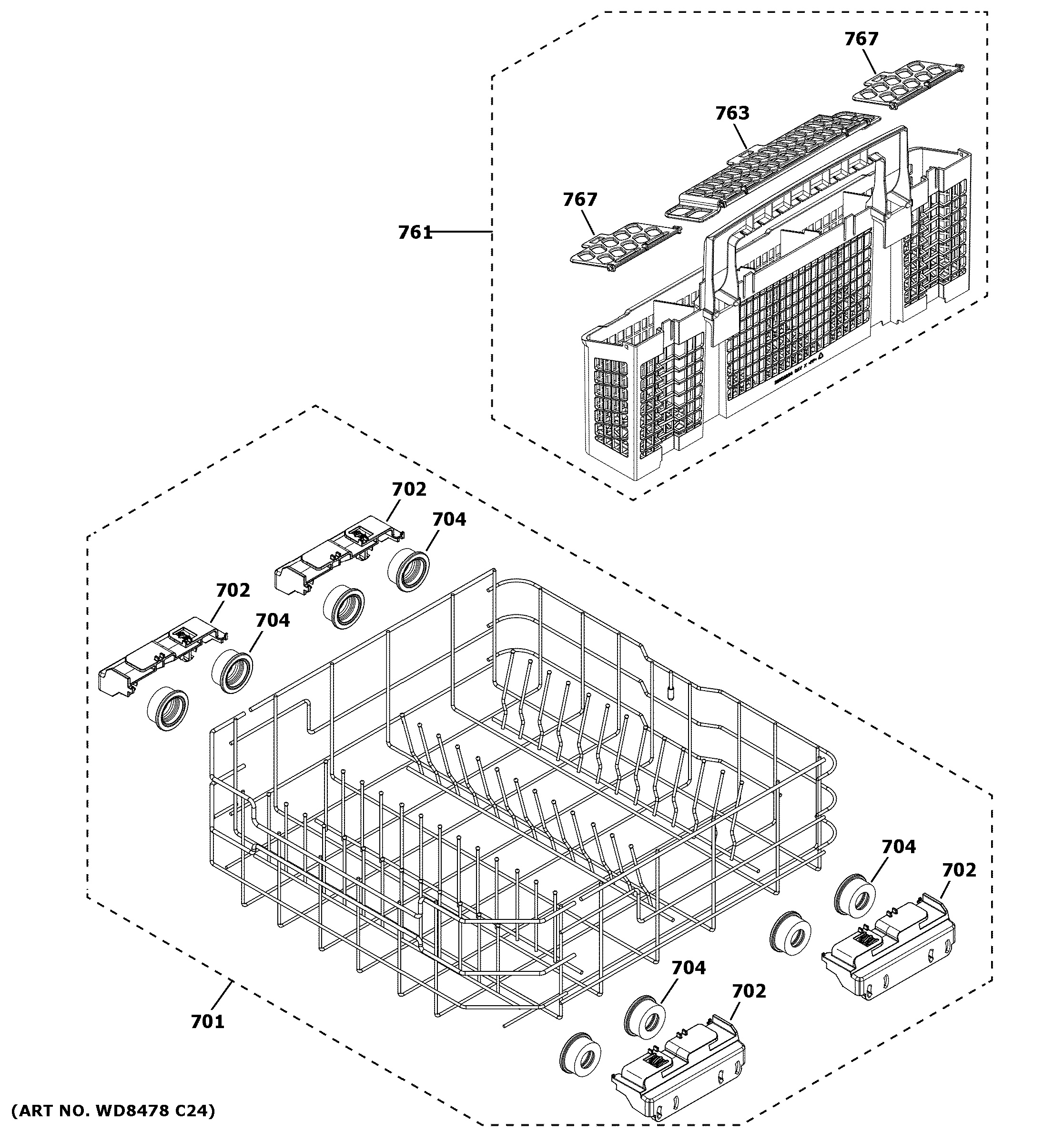Assembly View for LOWER RACK ASSEMBLY | GDT645SYN5FS