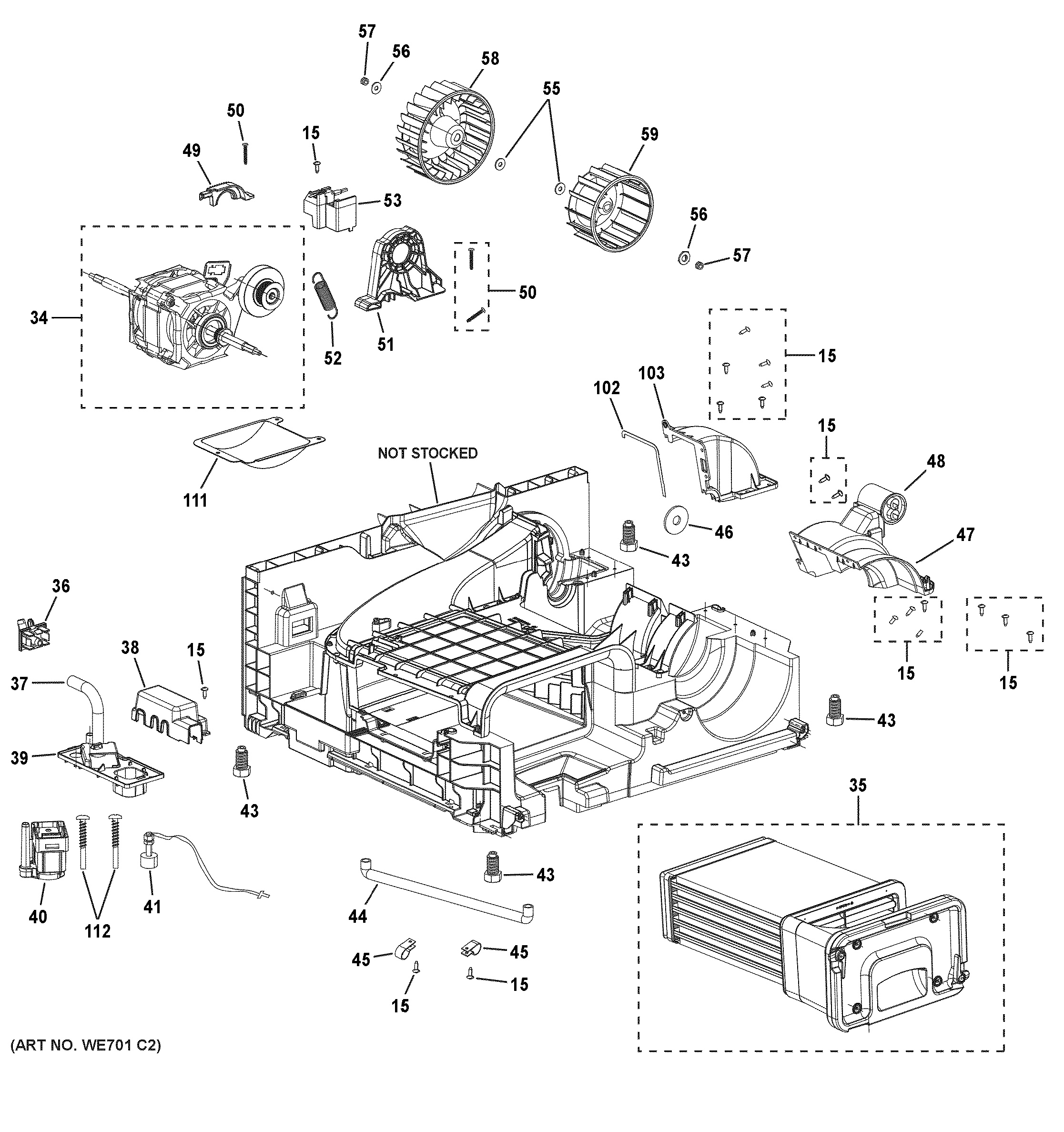 Assembly View for BLOWER, MOTOR & CONDENSER ASSEMBLY | GFT14ESSM1WW