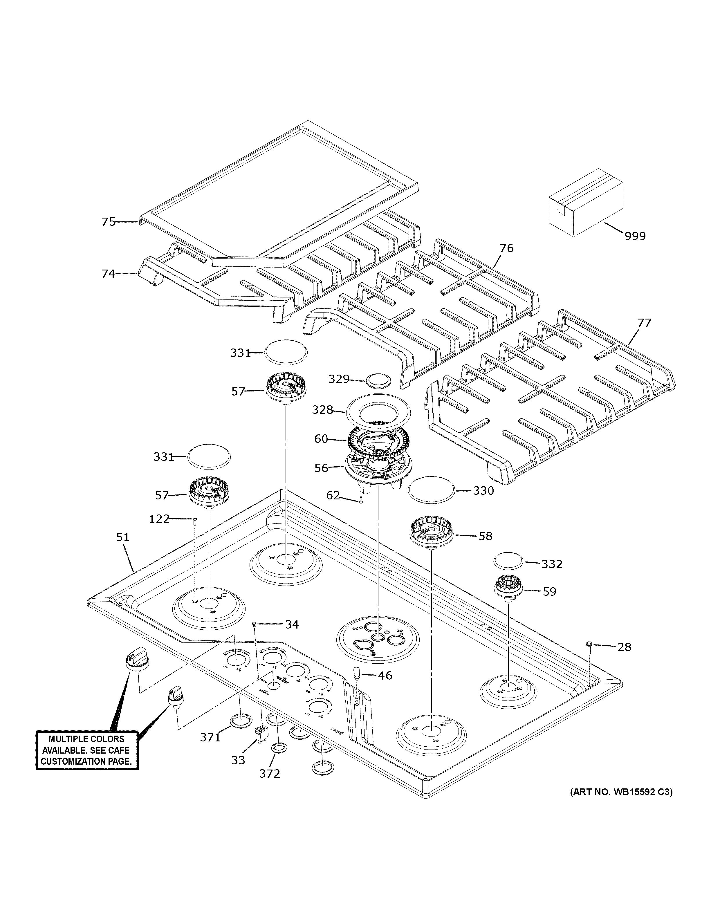 Assembly View for CONTROL PANEL & COOKTOP | CGP95302M1S1