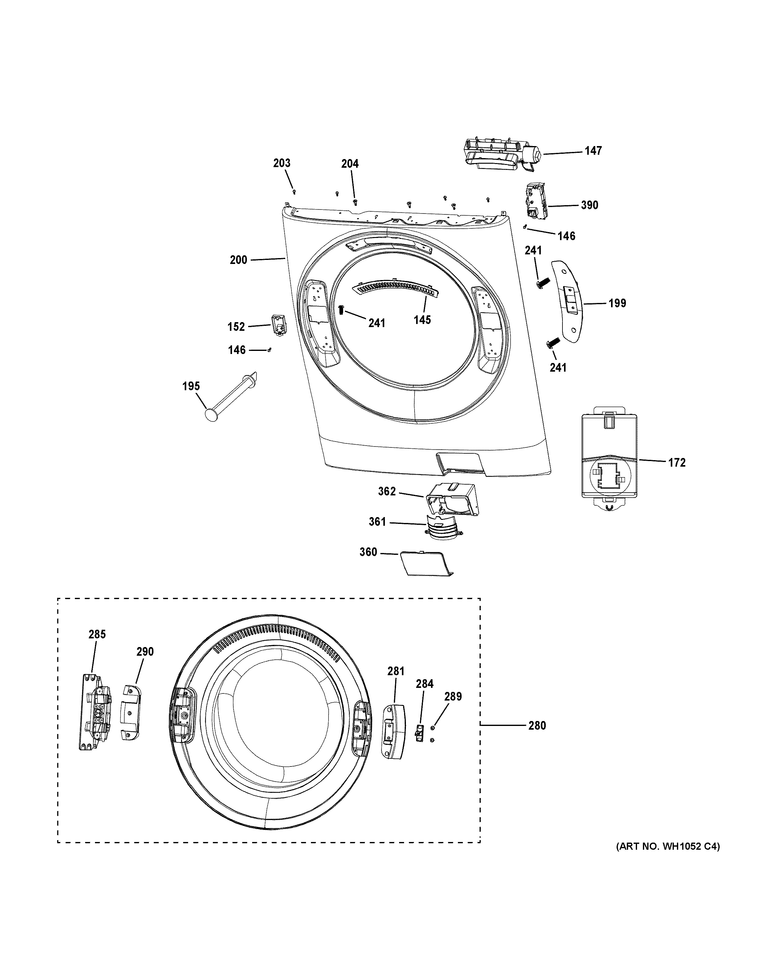Assembly View for FRONT PANEL & DOOR | GFW850SSN0WW