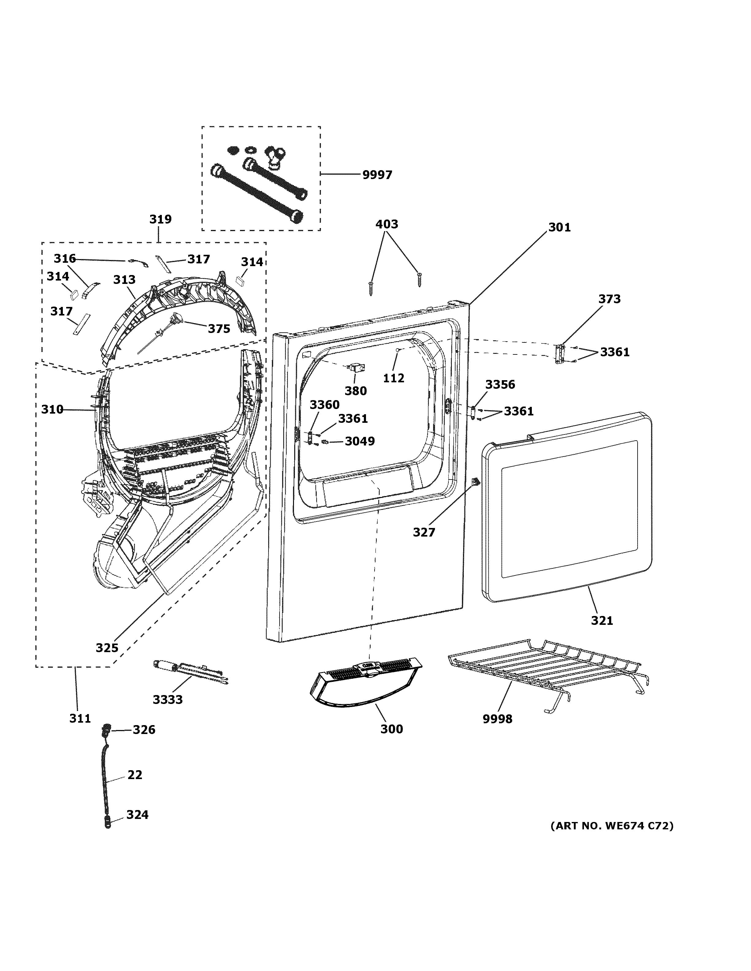 Assembly View for FRONT PANEL & DOOR | GTD84ECPN0DG