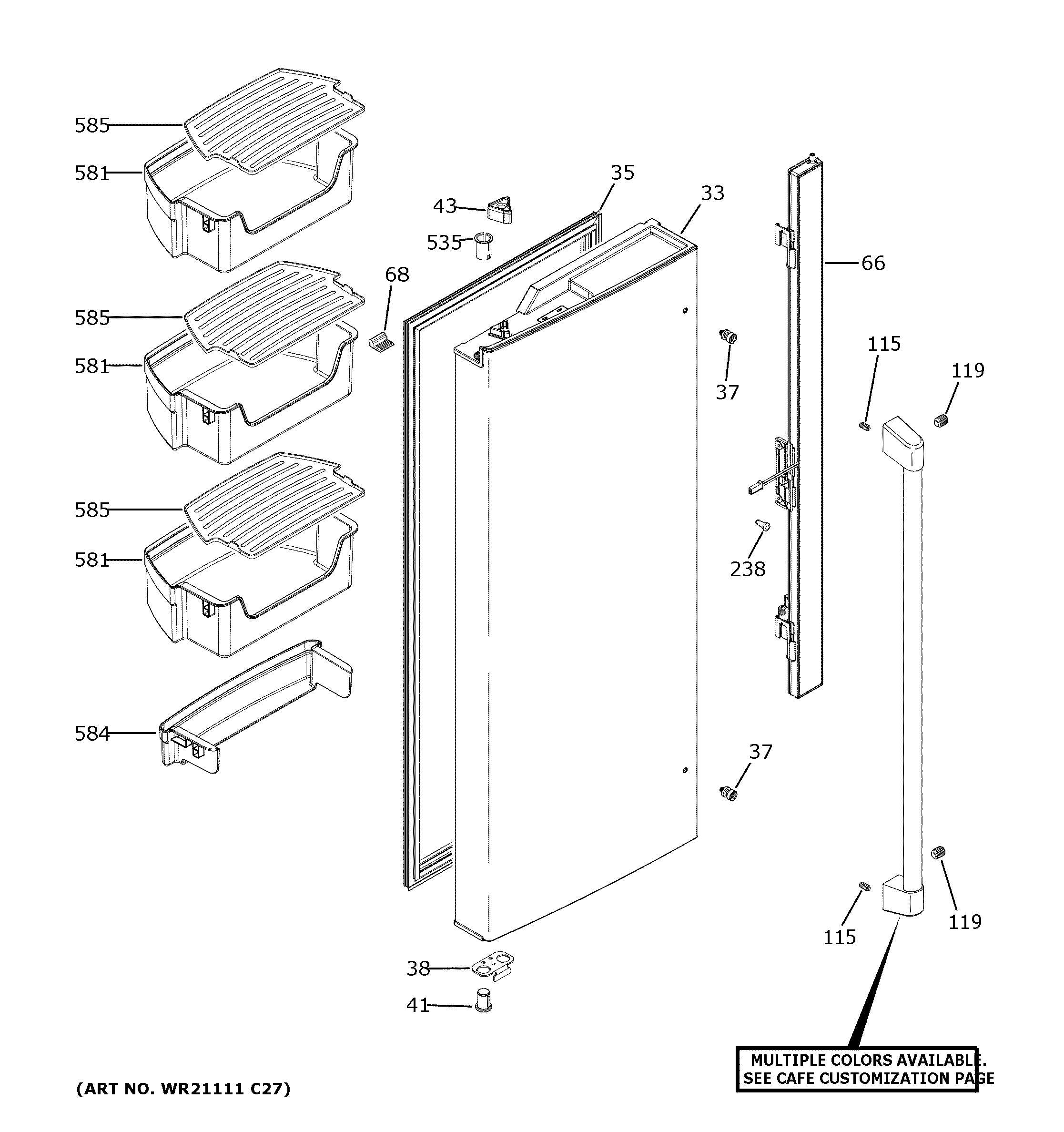 Assembly View for FRESH FOOD DOOR - LH | CWE19SP2NNS1