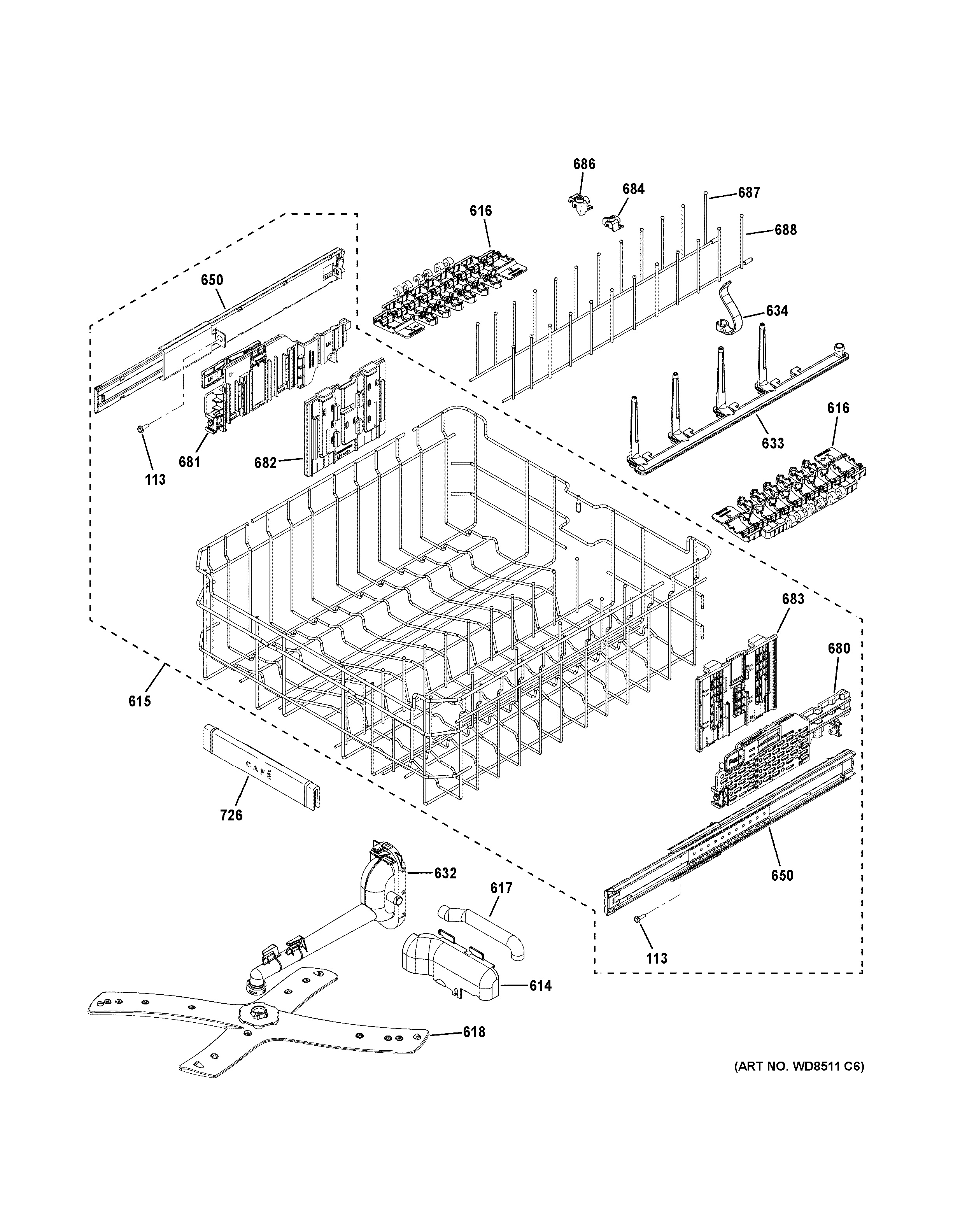 Assembly View for UPPER RACK ASSEMBLY | CDT875P2N8S1