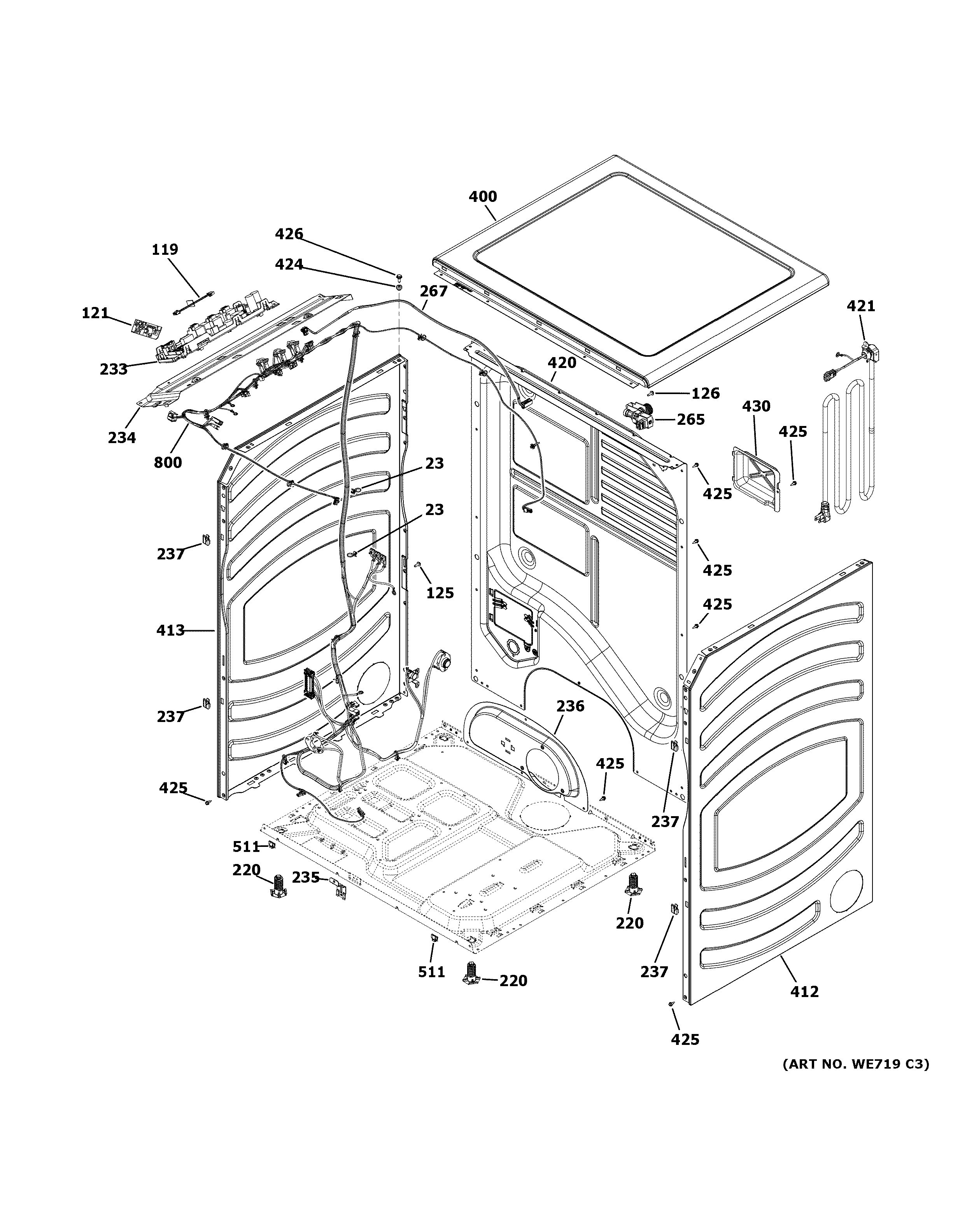 Assembly View for CABINET & TOP PANEL | GFD65GSPN0SN