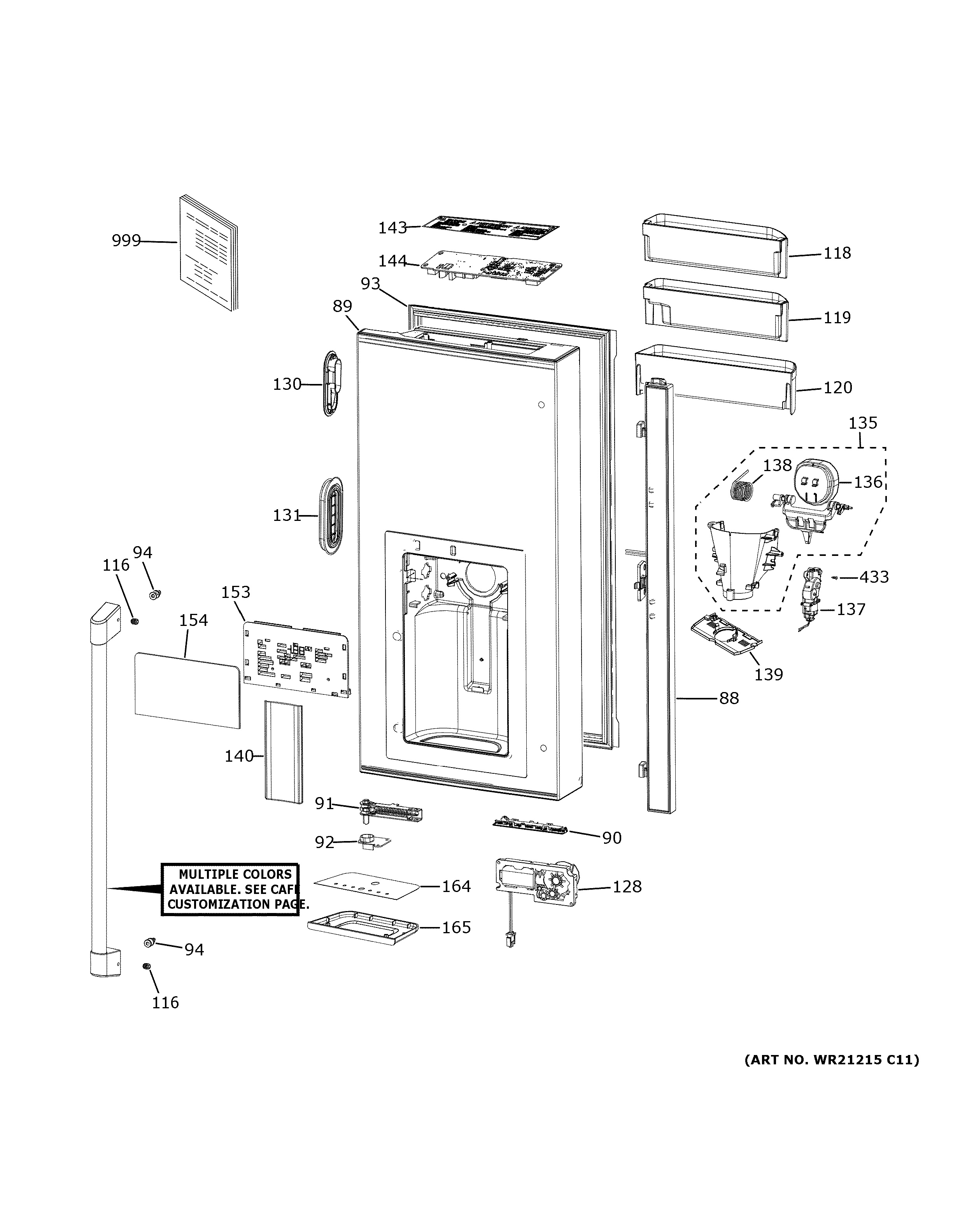 Assembly View for DISPENSER DOOR | CVE28DP3NBD1