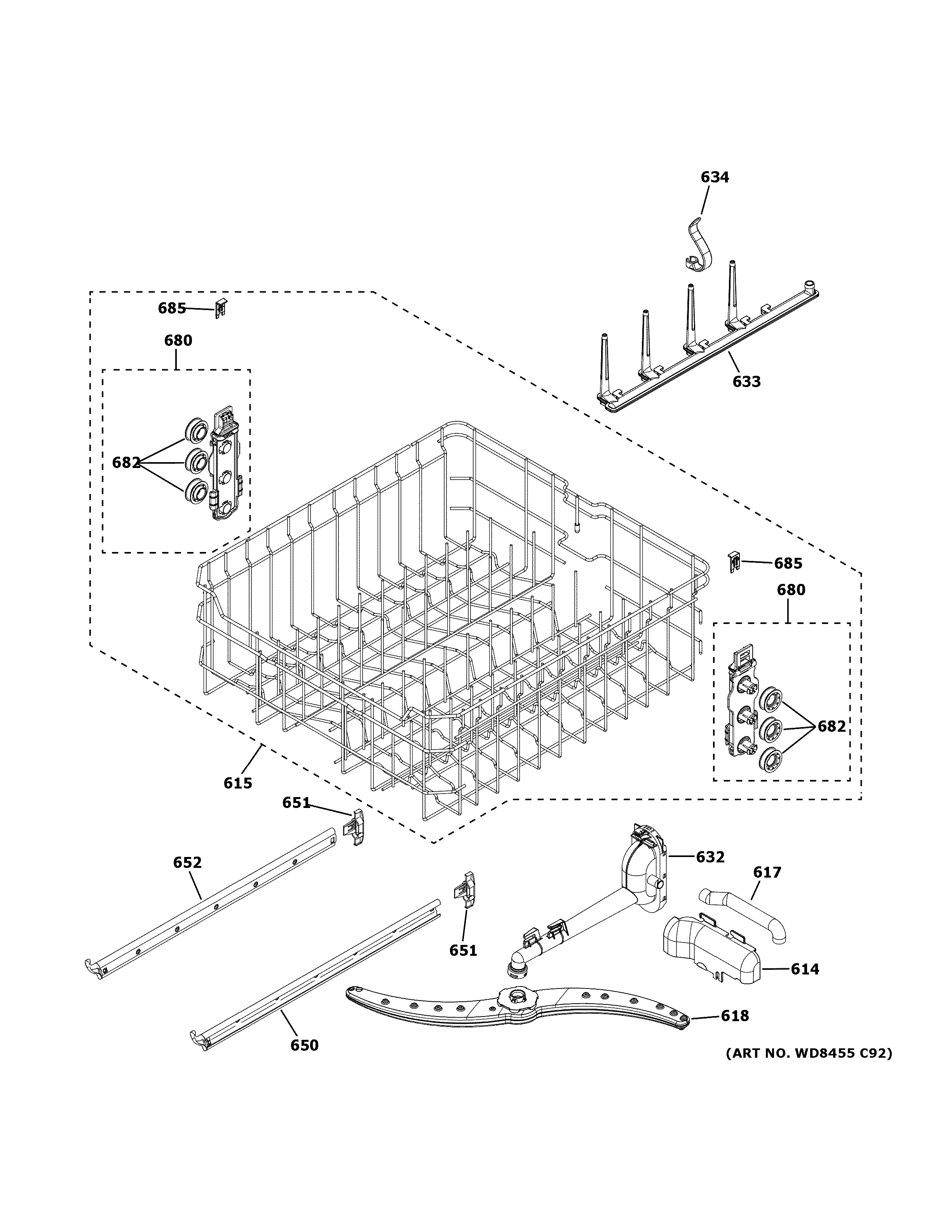 Assembly View for UPPER RACK ASSEMBLY | GDT630PYR7FS